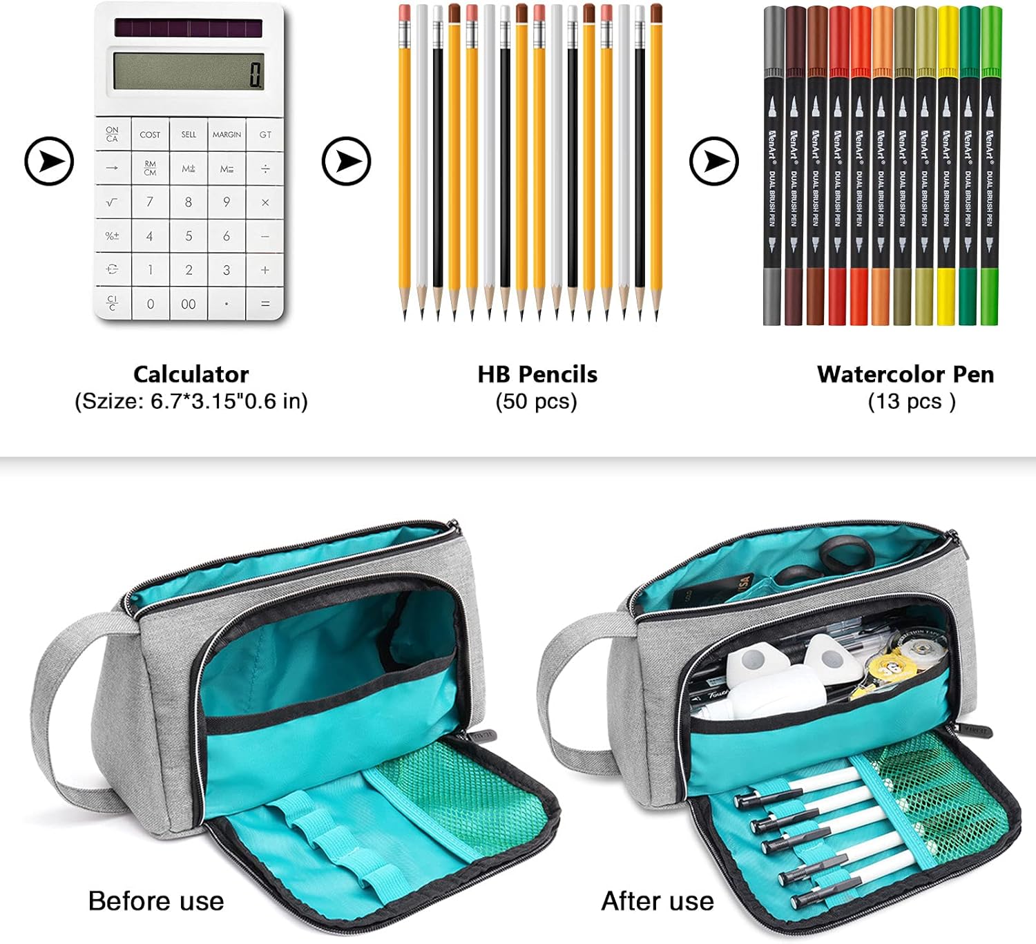 JEMIA Multi Compartments Collection 3 Independent Zipper Compartments ...