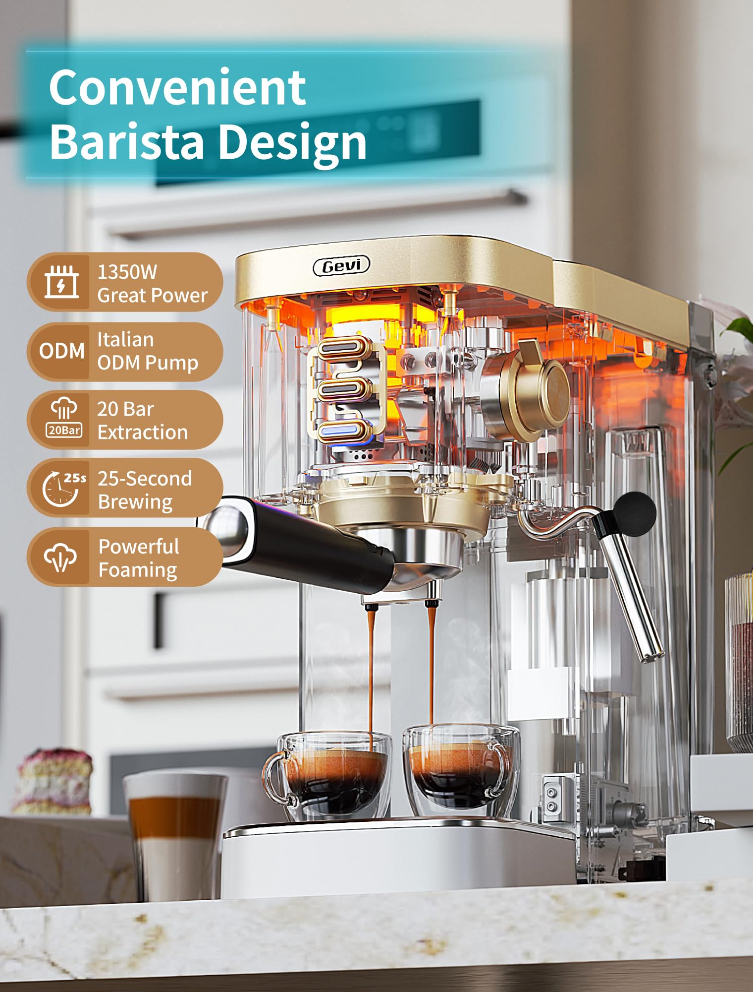 Snapklik.com : Gevi 20 Bar High Pressure Commercial Espresso Machines, Expresso Coffee Machine