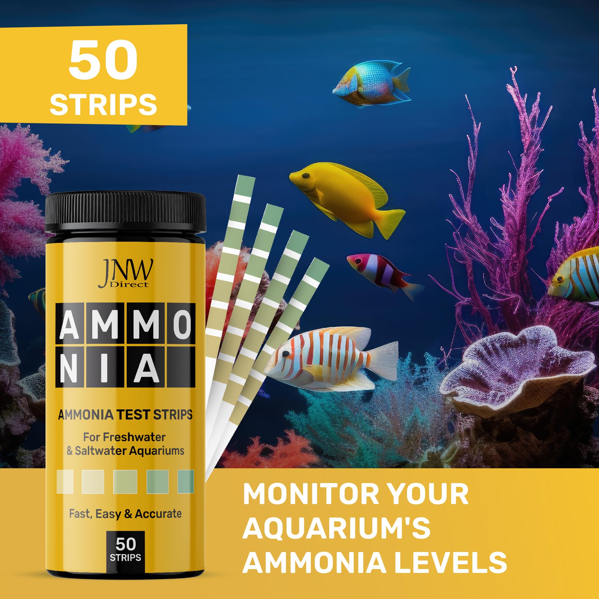 Snapklik.com : JNW Direct Ammonia Test Strips For Fish Tank - 50 ...