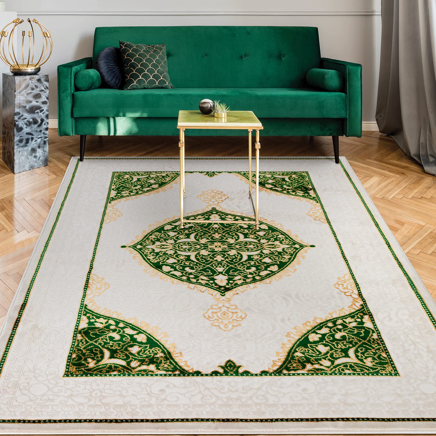 Amazon.com: Antep Rugs Babil Gold 8x10 Oriental Bordered High Low ...