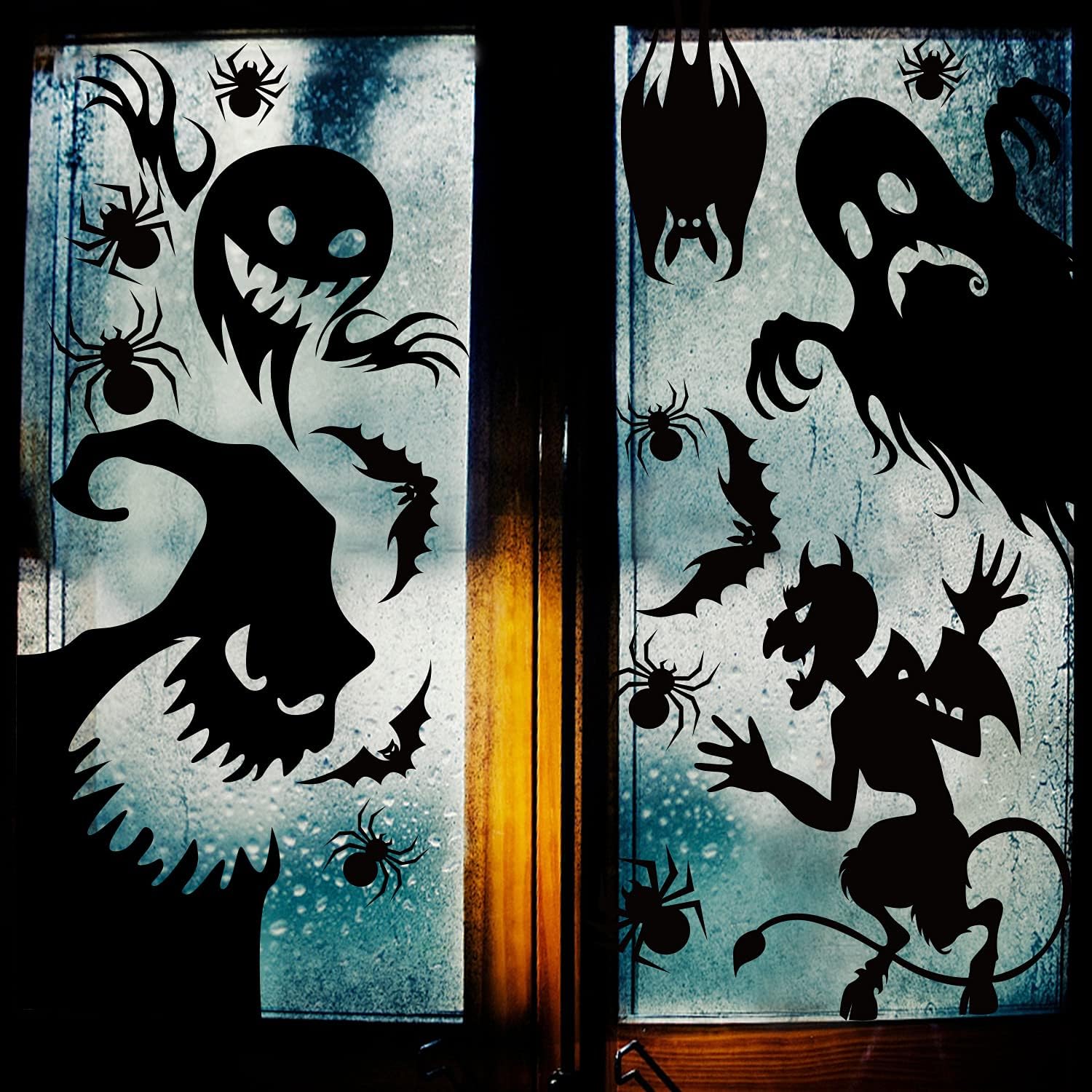 Amazon.com: ALEDLE-LIFE Halloween Spooky Window Clings Removable ...