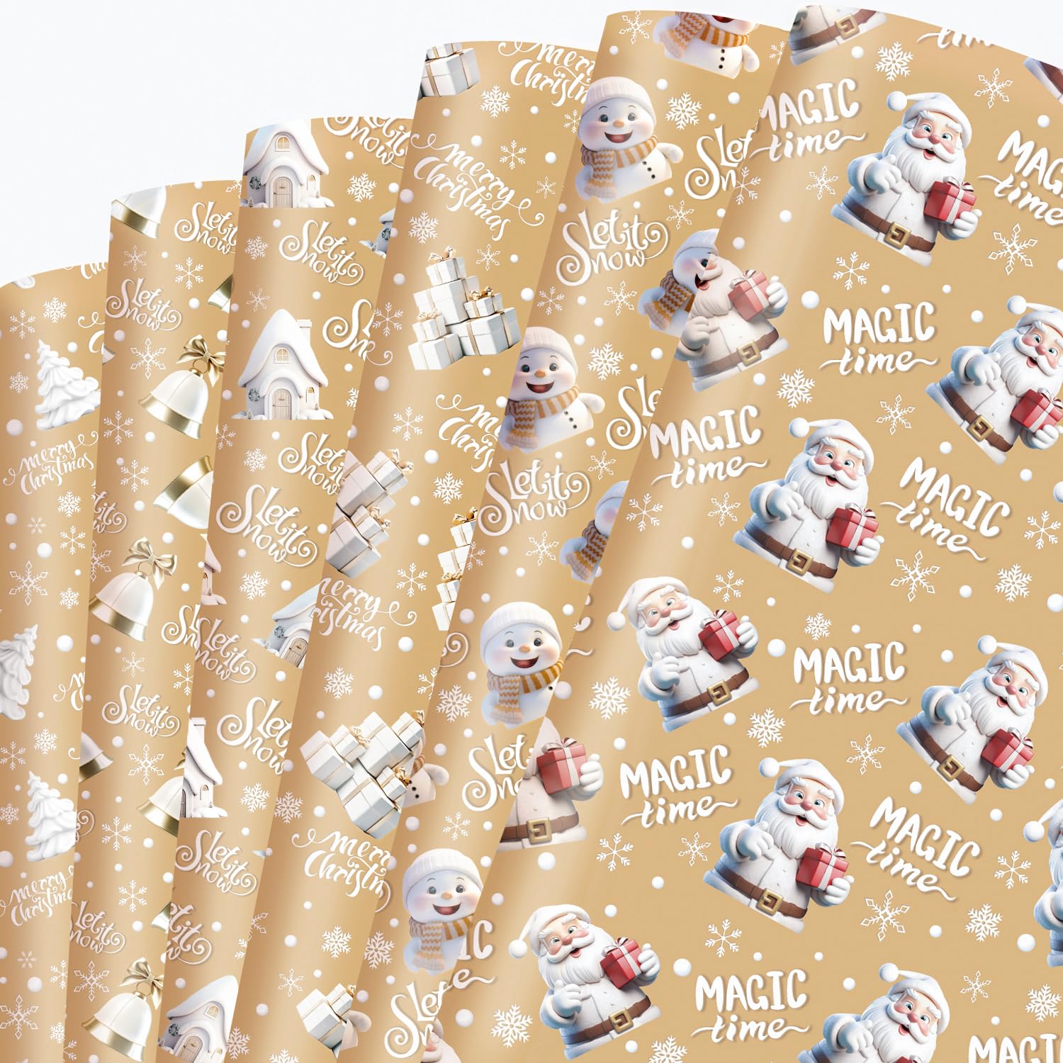 Amazon.com: DIYASY Christmas Kraft Wrapping Paper, Holiday Gift Wrap ...