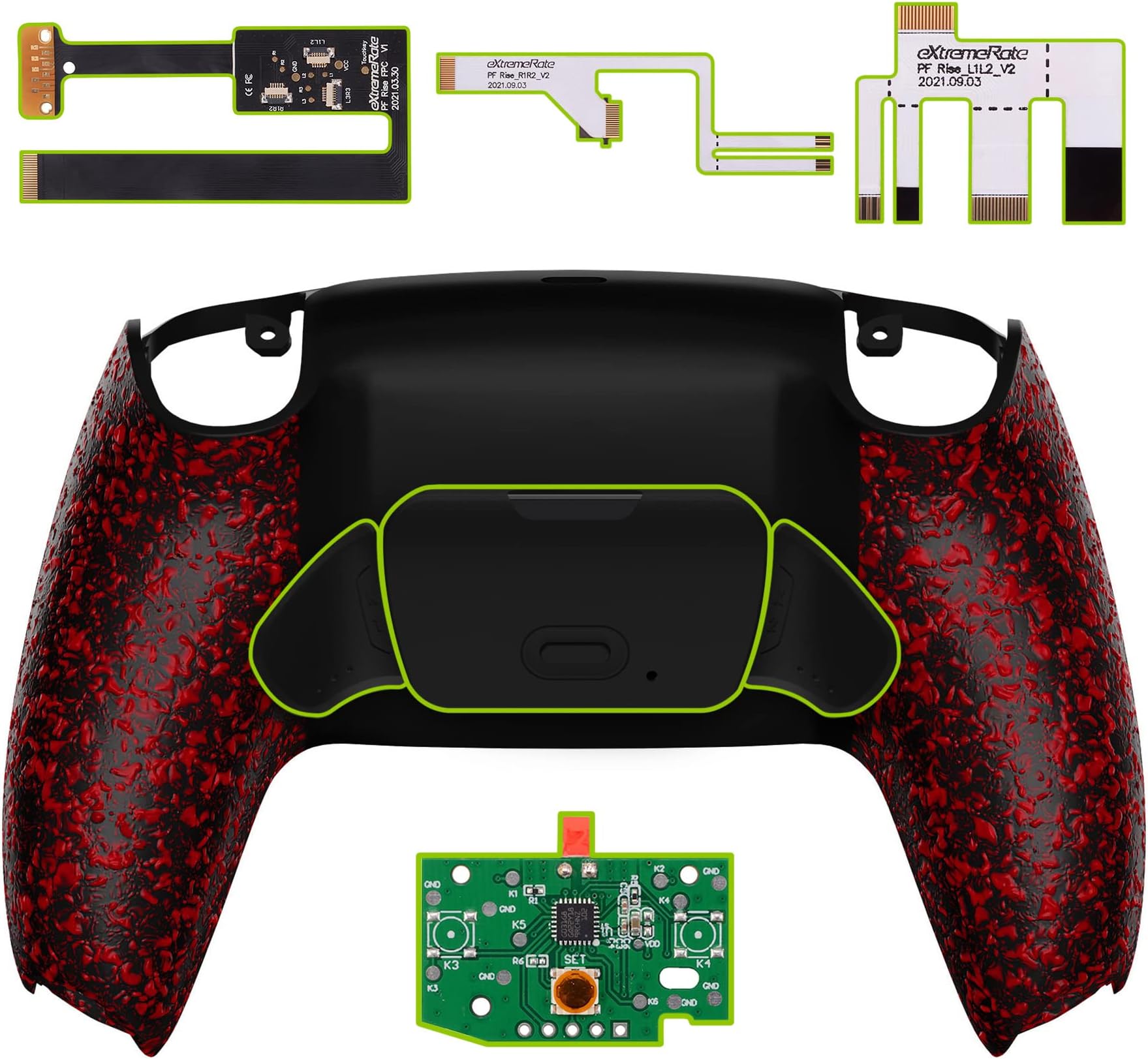 eXtremeRate Textured Red Back Paddles Programable RISE Remap Kit for ...