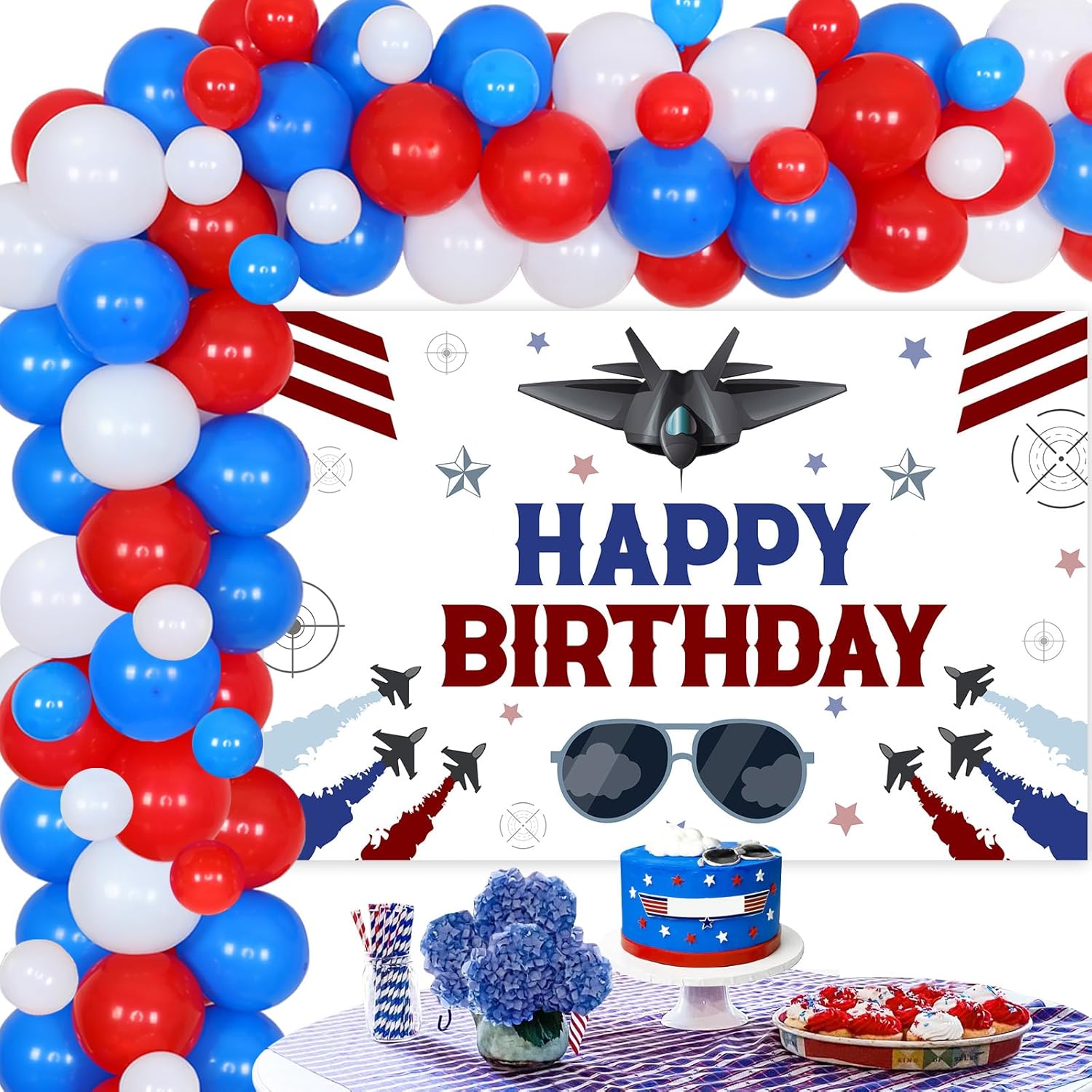 Amazon.com: Sursurprise Fighter Jet Birthday Decorations, Airplane ...