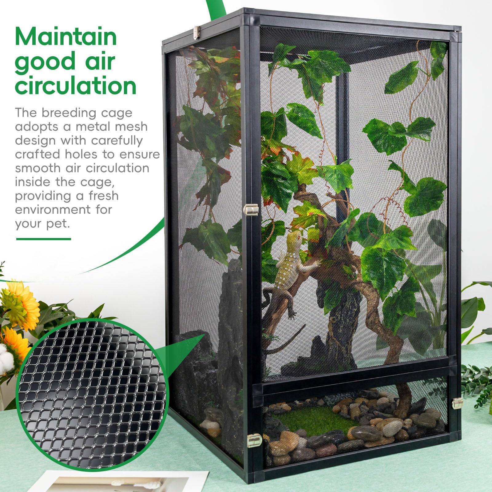 BINANO 45-Gal Detachable and Foldable Reptile Terrarium, 360 ...
