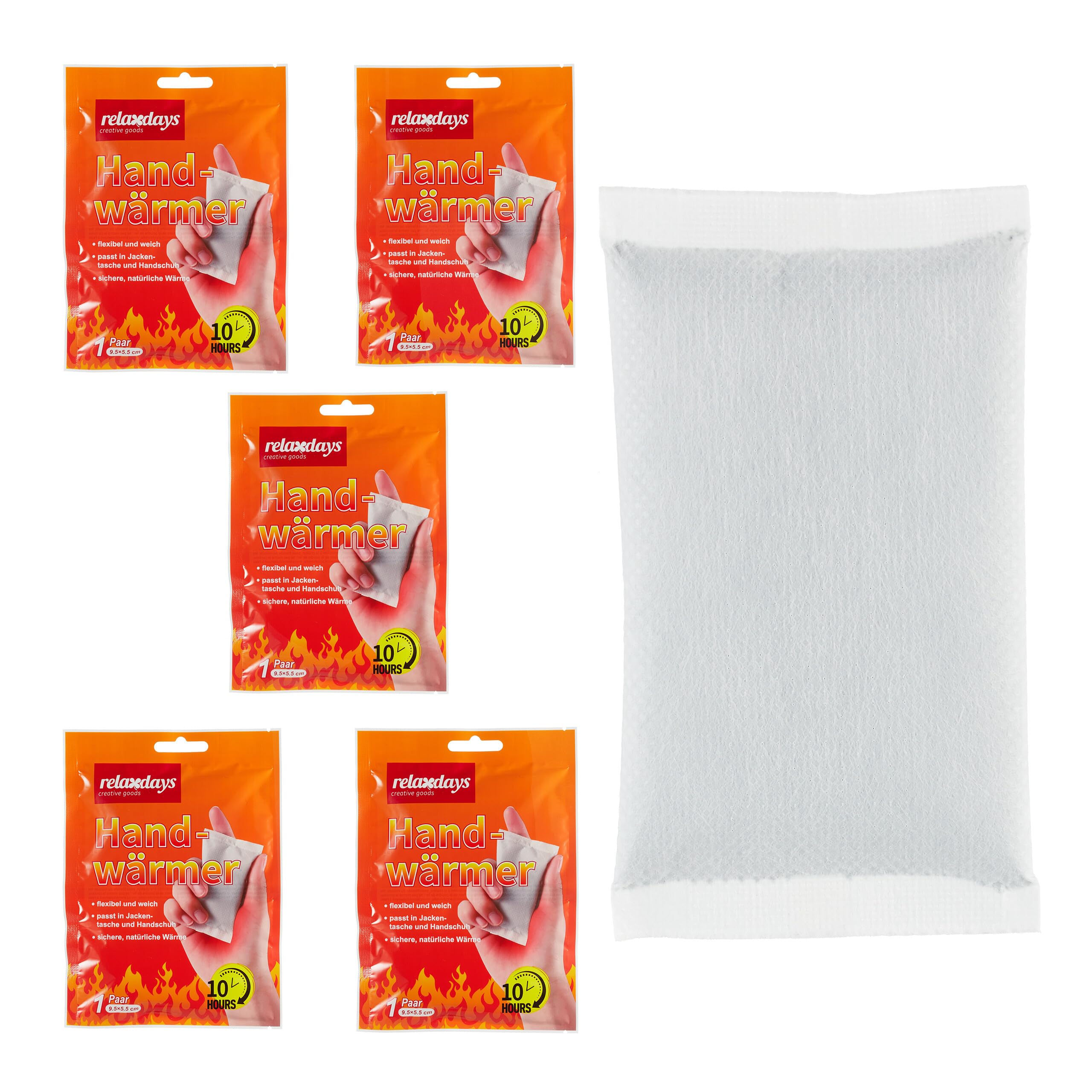 Relaxdays Hand Warmers, 5 Pairs, Air Activated, 10 Hours of Heat, Glove ...