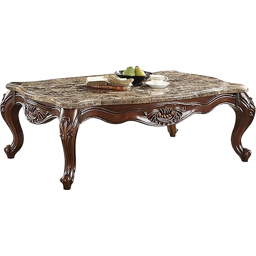 Amazon.com: Acme Furniture Jardena Coffee Table, Marble and Cherry Oak ...