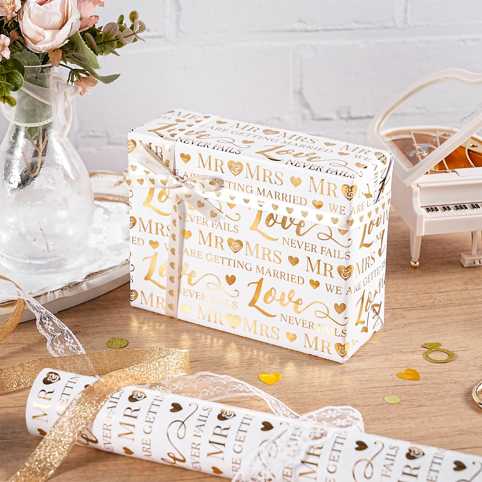 Snapklik.com : Wedding Wrapping Paper Roll, Love Never Fails Mr & Mrs ...