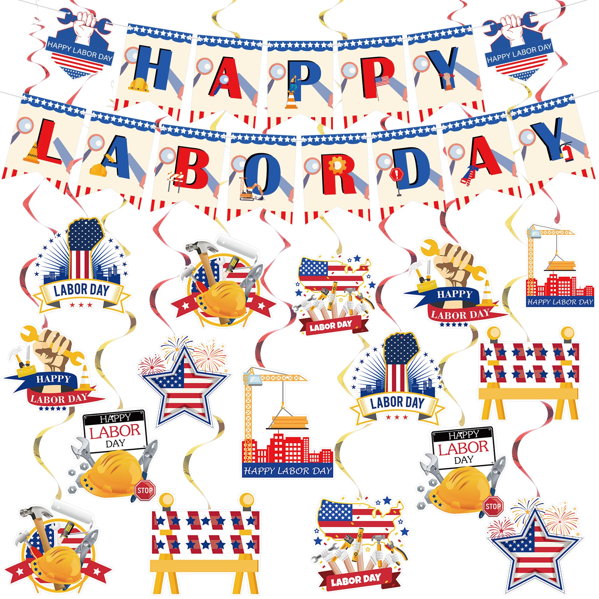 Amazon.com: Labor Day Party Decorations,Include Happy Labor Day Banner ...