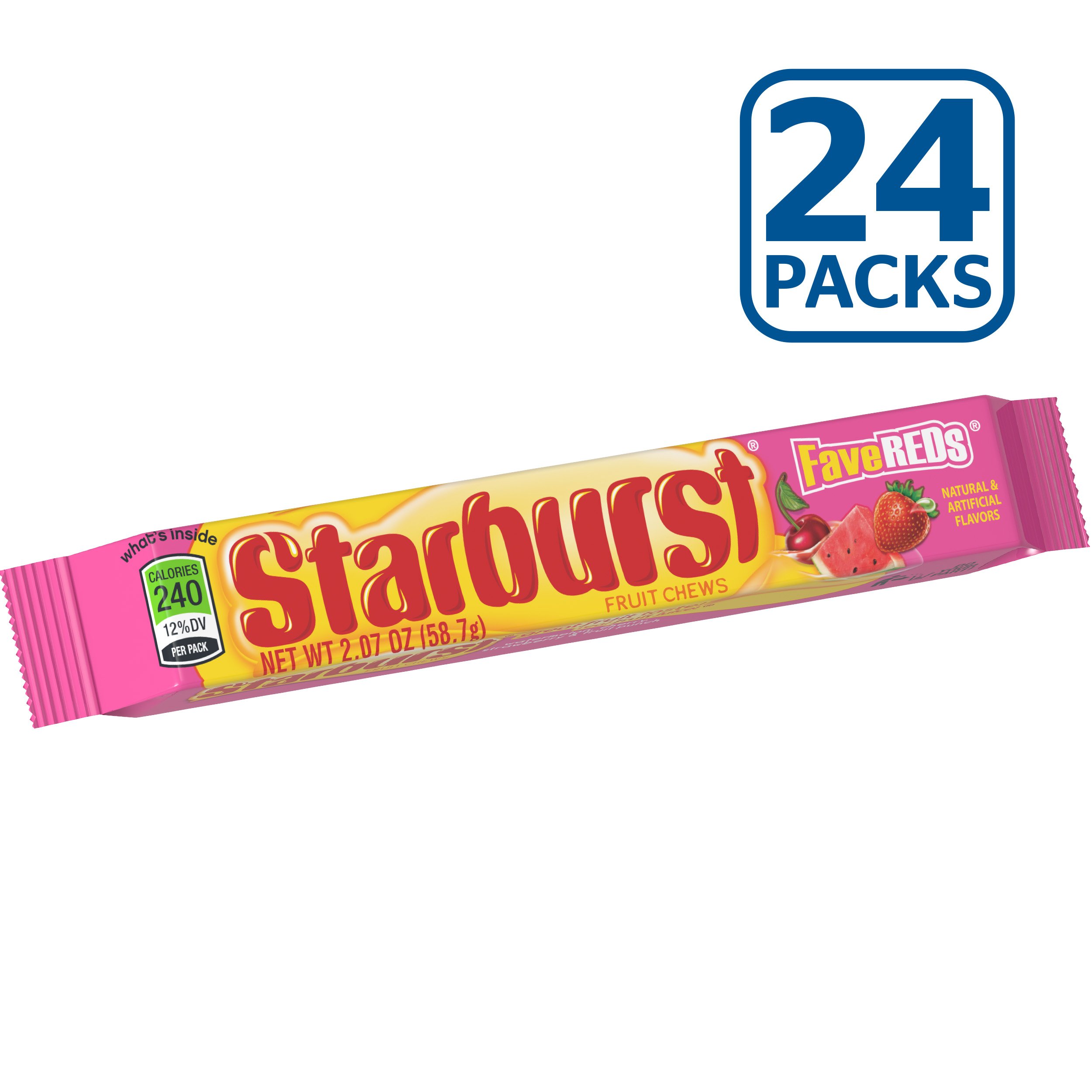 Starburst FaveREDs Fruit Chews Candy, 2.07 ounce (24 Single Packs ...