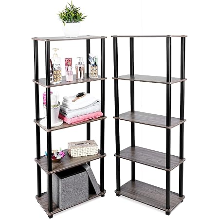 STAR WORK Black Adjustable Set Of 5-Shelf Metal Shelving Unit Storage ...