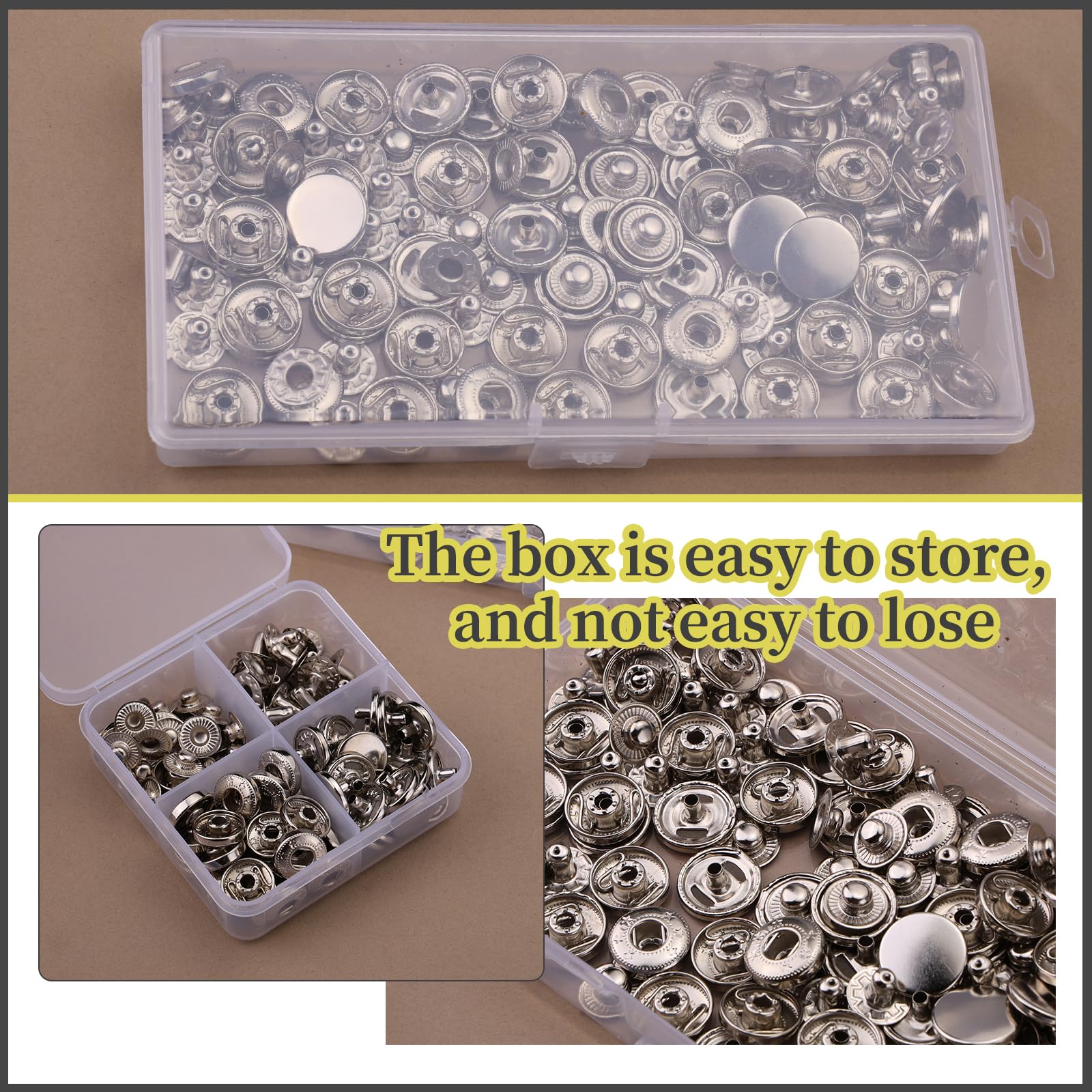 Snapklik.com : TLKKUE 90 Sets Leather Snap Fasteners Kit, 3 Sizes(10/12 ...
