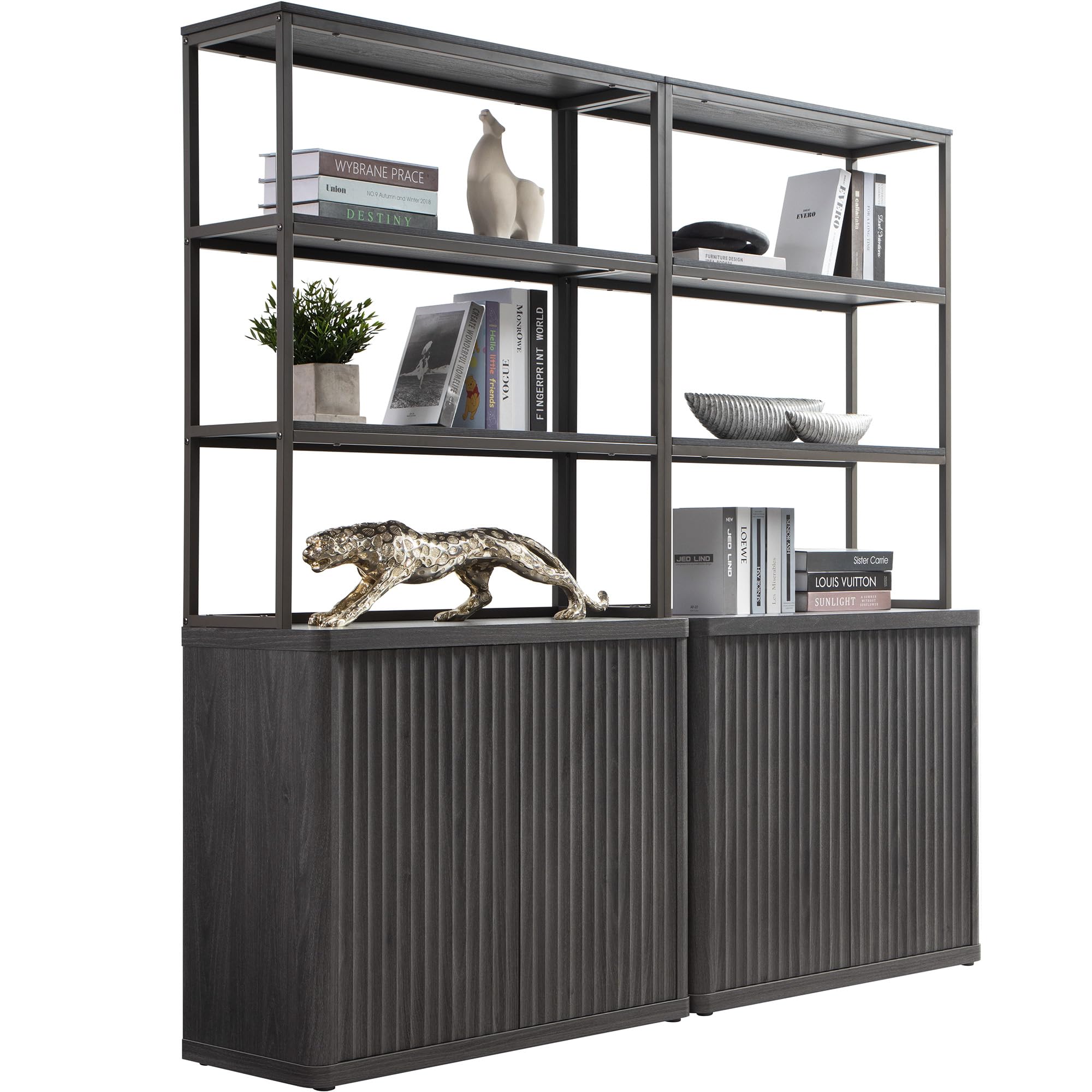 Amazon.com: SICOTAS Book Shelf Fluted Bookshelf Tall Bookcase with ...