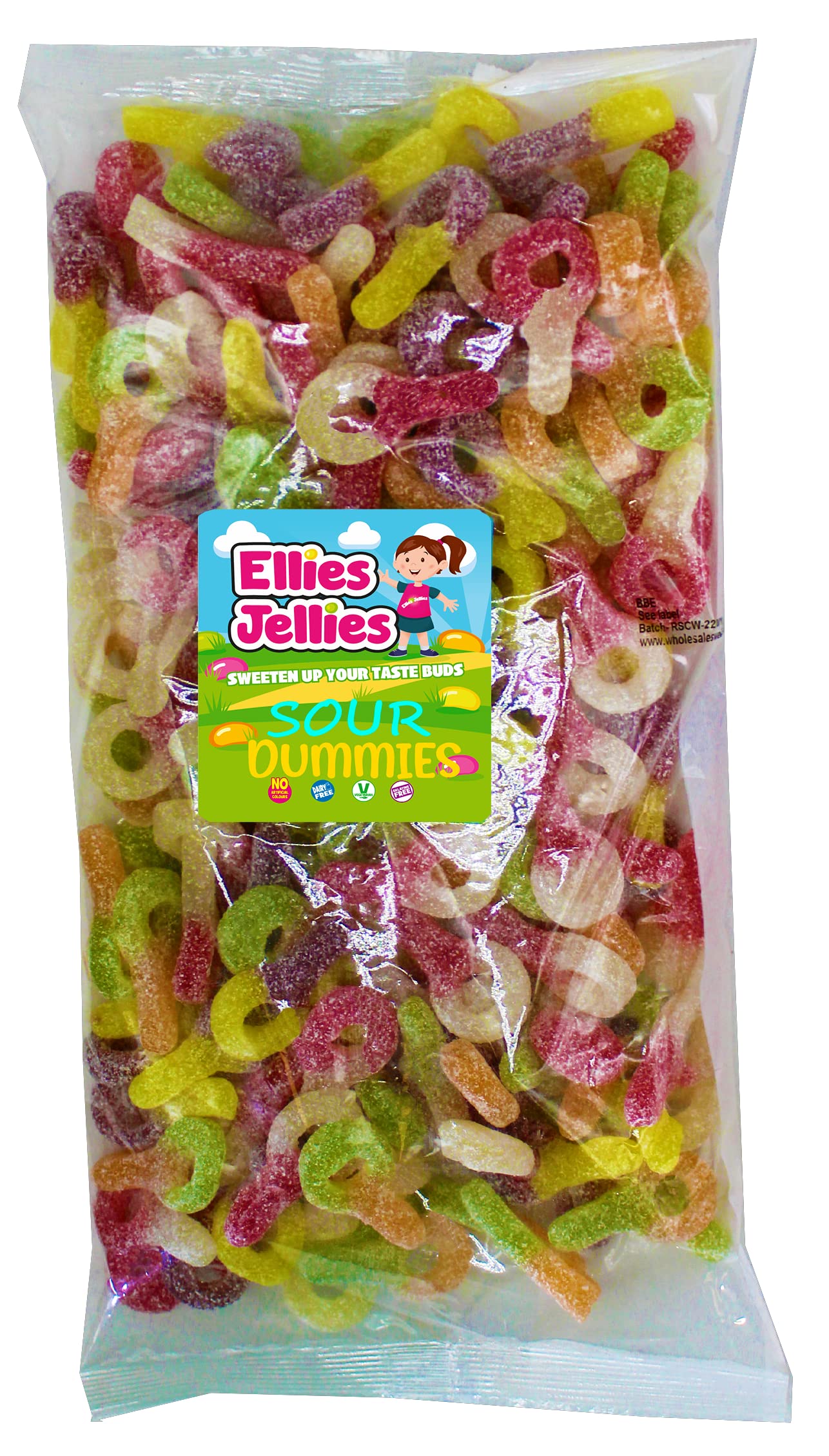 Ellies Jellies, Sour Dummies, 1kg Bag, Gums, Fruit Flavour, Multi ...