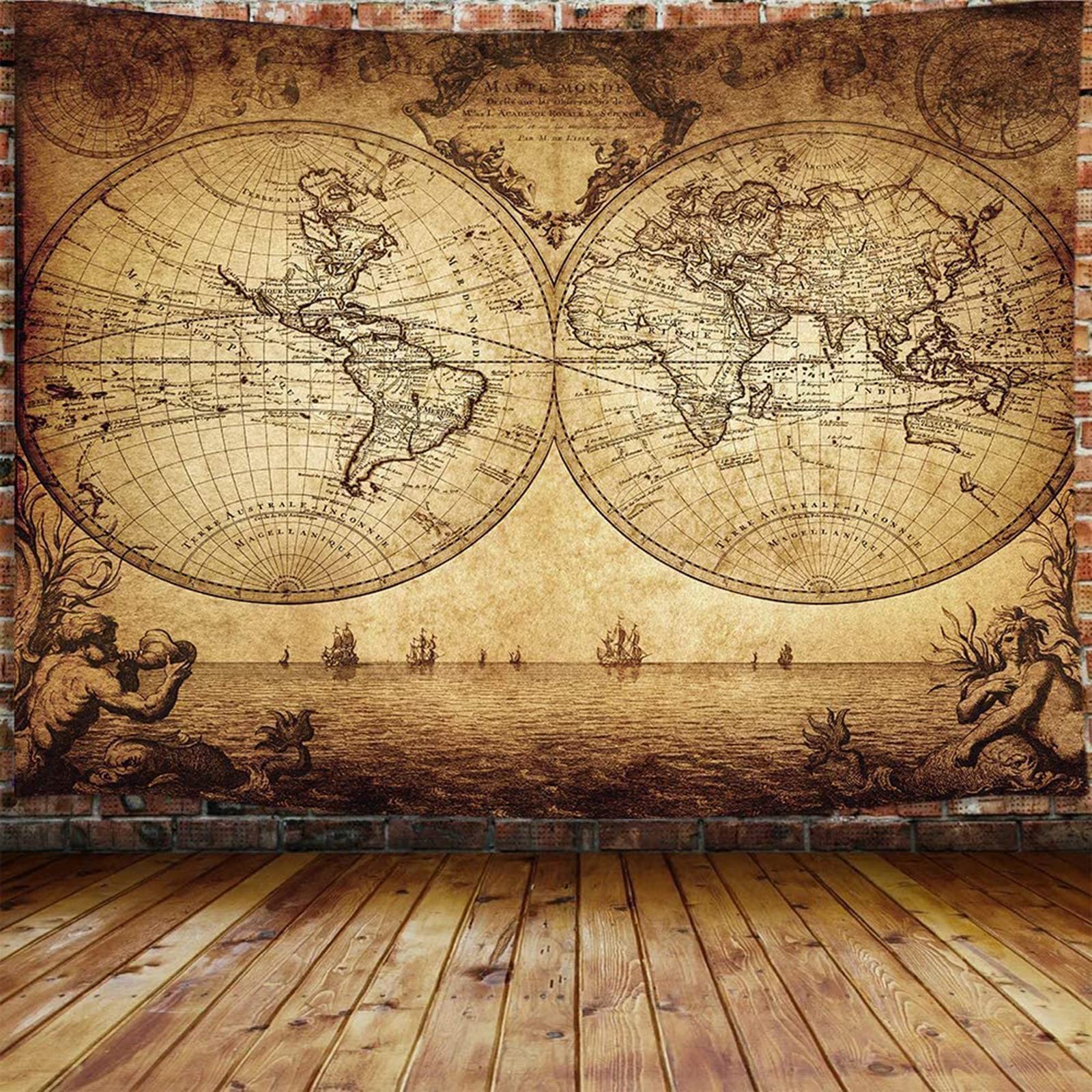 Amazon.com: JAWO Old World Map Tapestry, Vintage Wanderlust Pirate Map ...