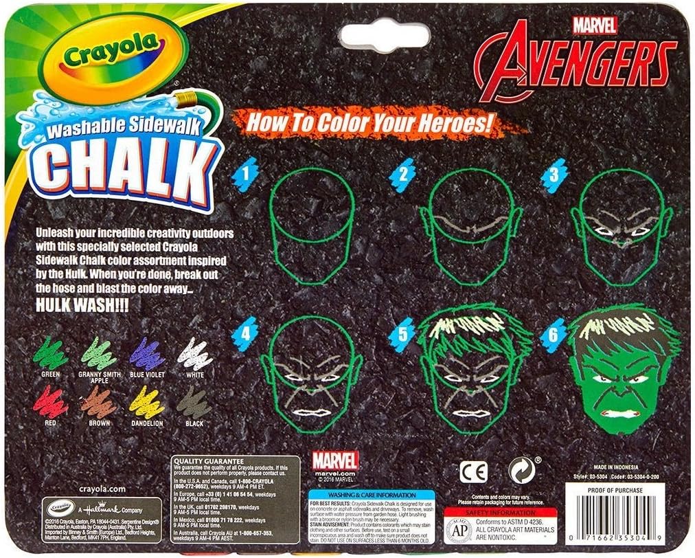 Amazon.com: Crayola Washable Sidewalk Chalk Marvel Avengers ...