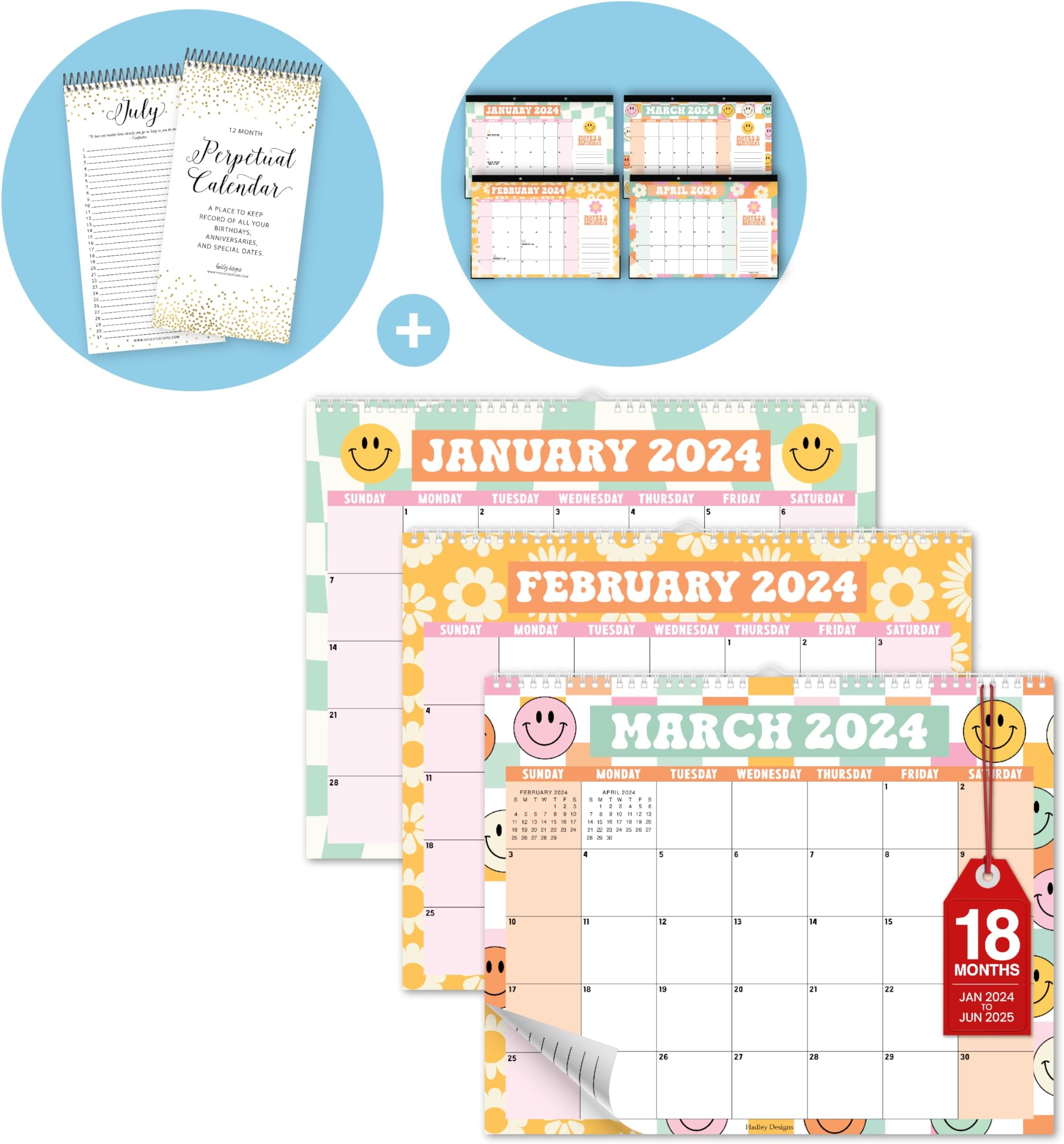 Amazon.com : 1 Retro Monthly Wall Calendar 2024 Monthly Large, 1 Large ...
