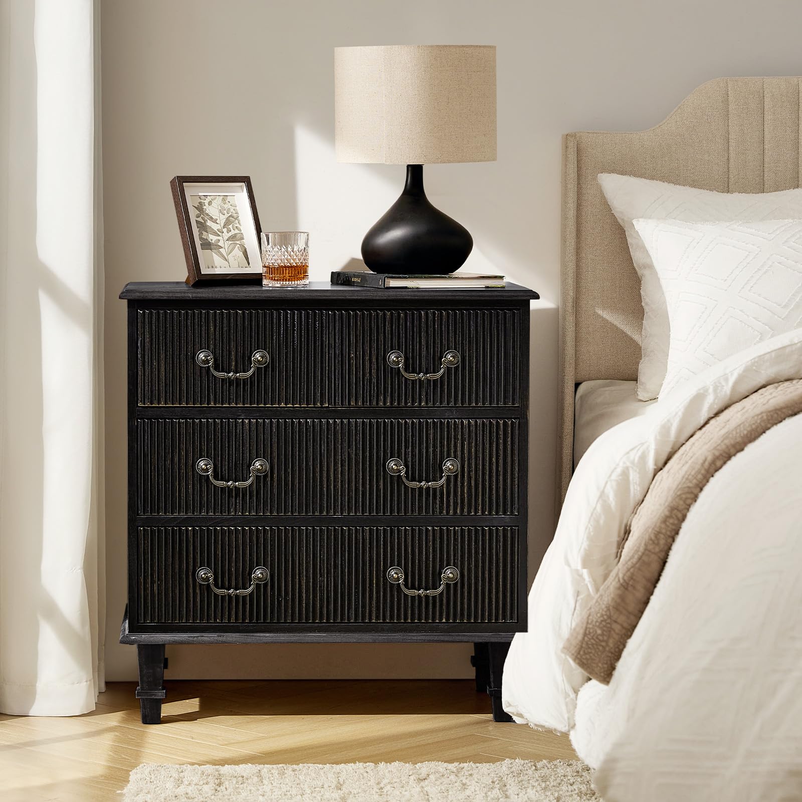 Amazon.com: HULALA HOME French Country Nightstand with 3-Drawers, 30 ...