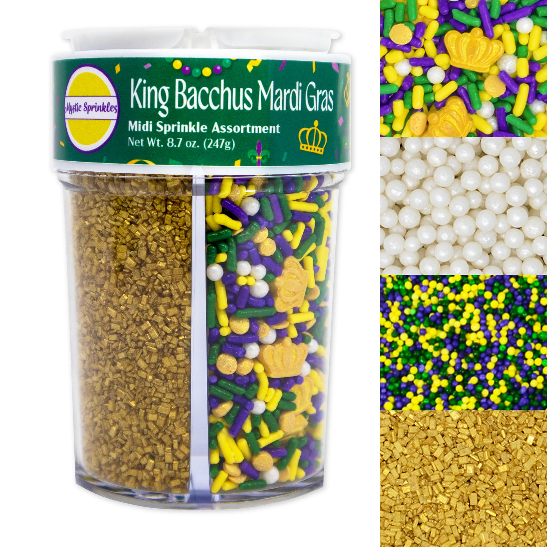 Amazon.com: Mystic Sprinkles Mardi Gras/Fat Tuesday 4 Cell Sprinkle ...