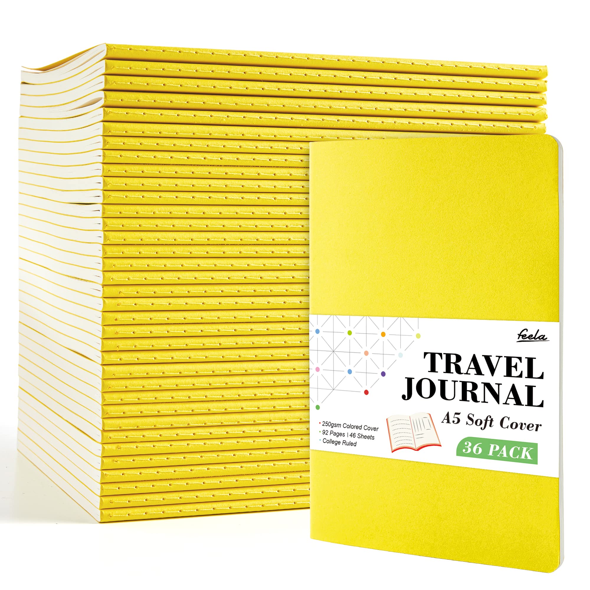 Amazon.com : feela 36 Pack Soft Cover Journal Bulk, Lined Blank Travel ...