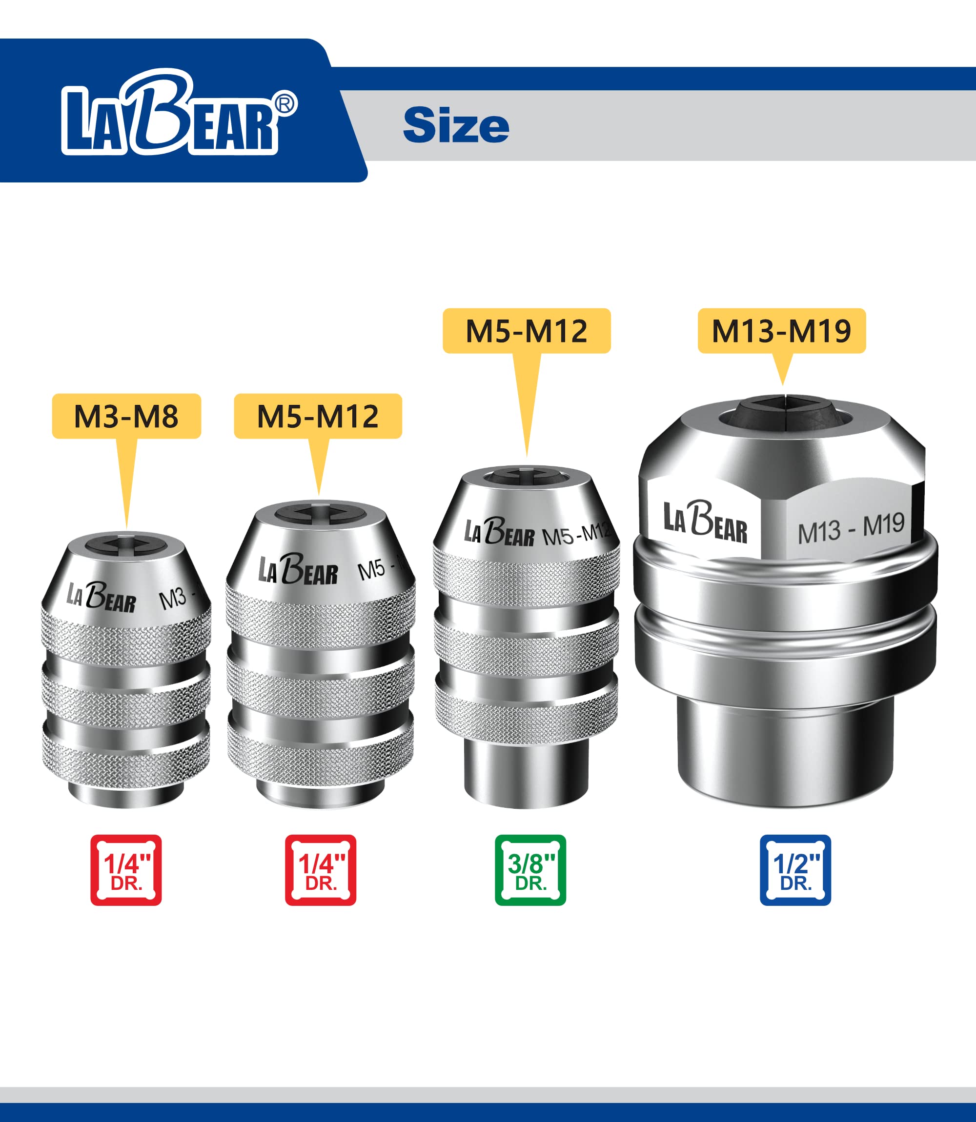 Snapklik.com : 1/4"DR X M5M12 Interchangeable Adjustable Tap Chuck ...