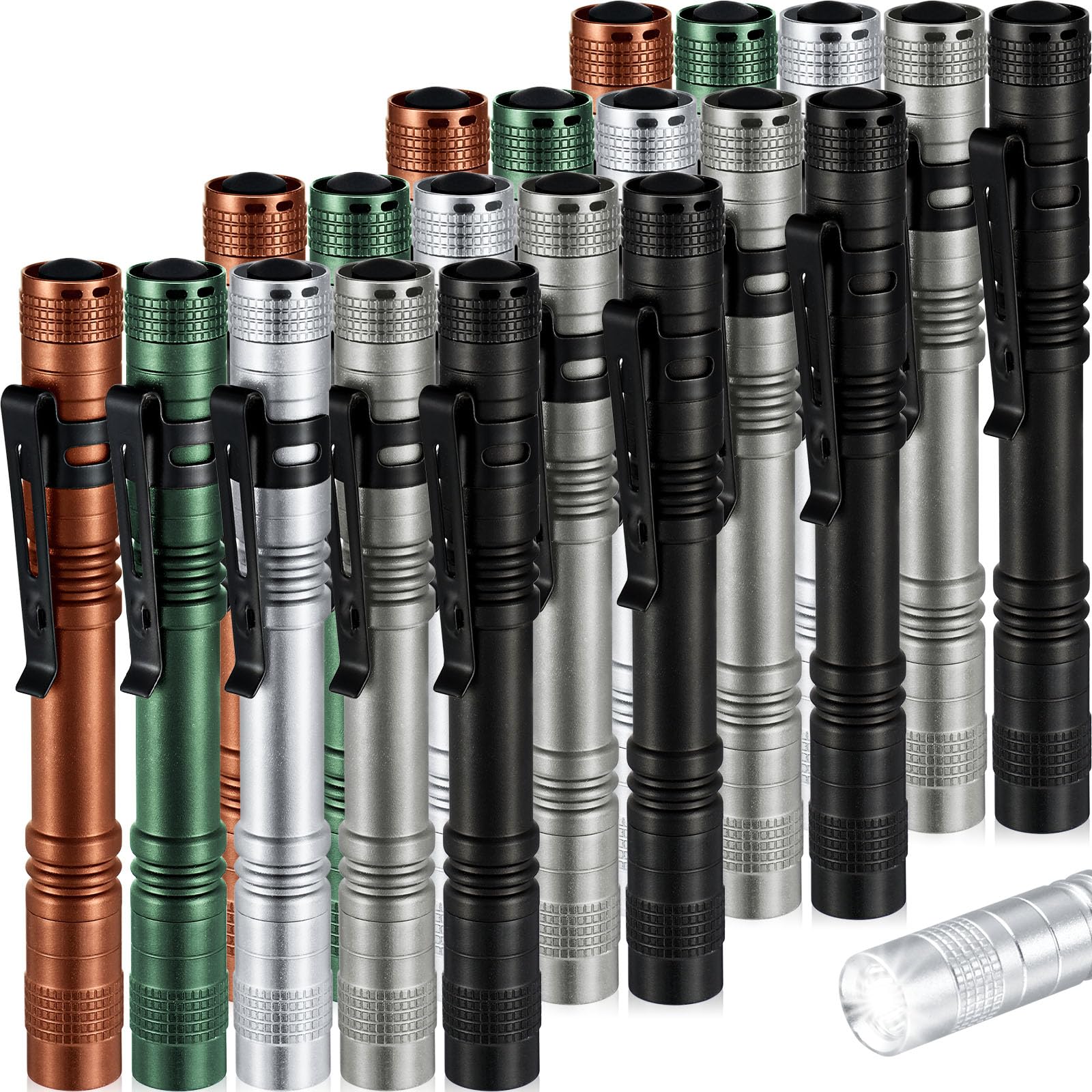 Hortsun 20 Pcs Mini Pen Light Flashlights Pocket Flashlights Pen with ...