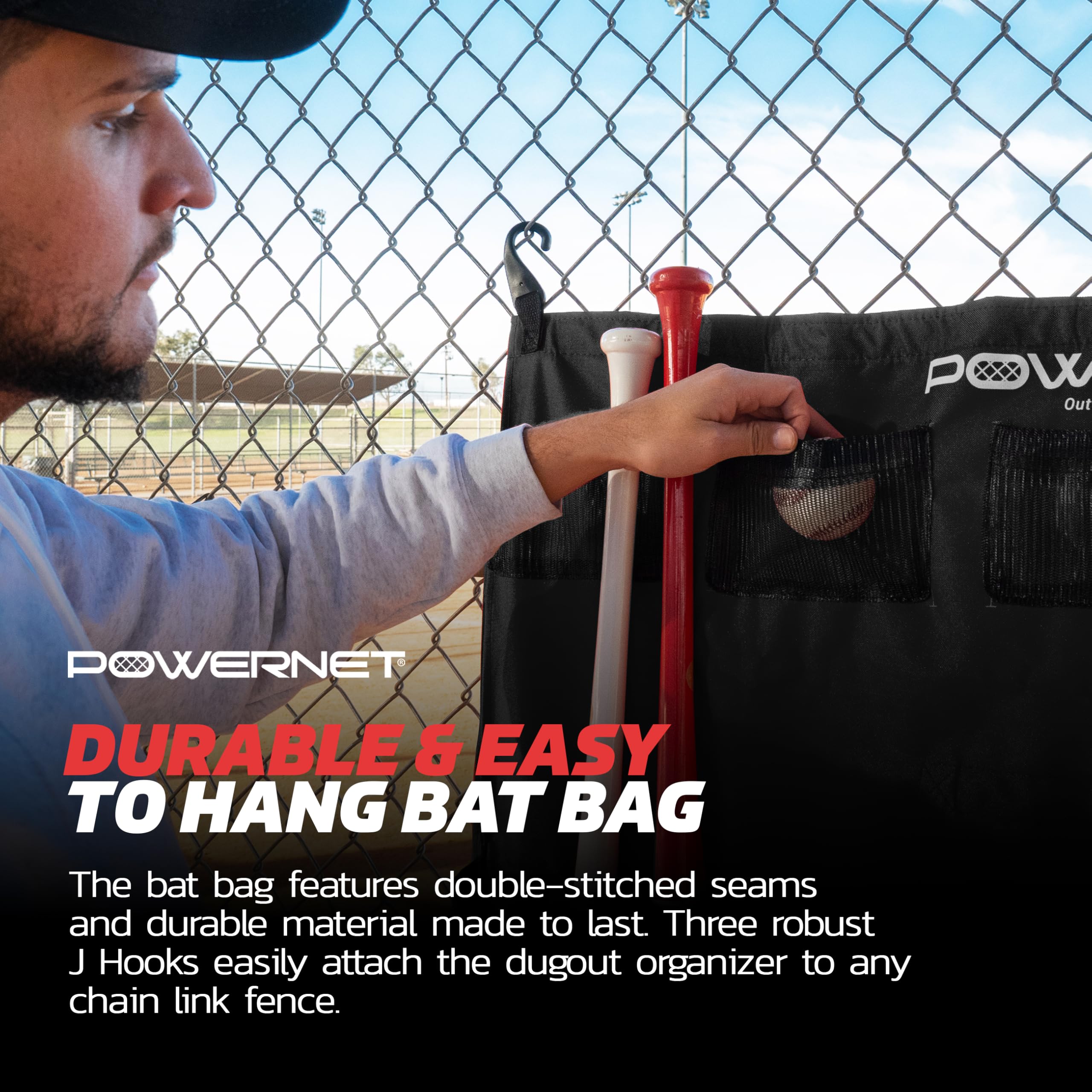 Snapklik.com : PowerNet Hanging Bat Bag Caddy For Baseball And Softball ...