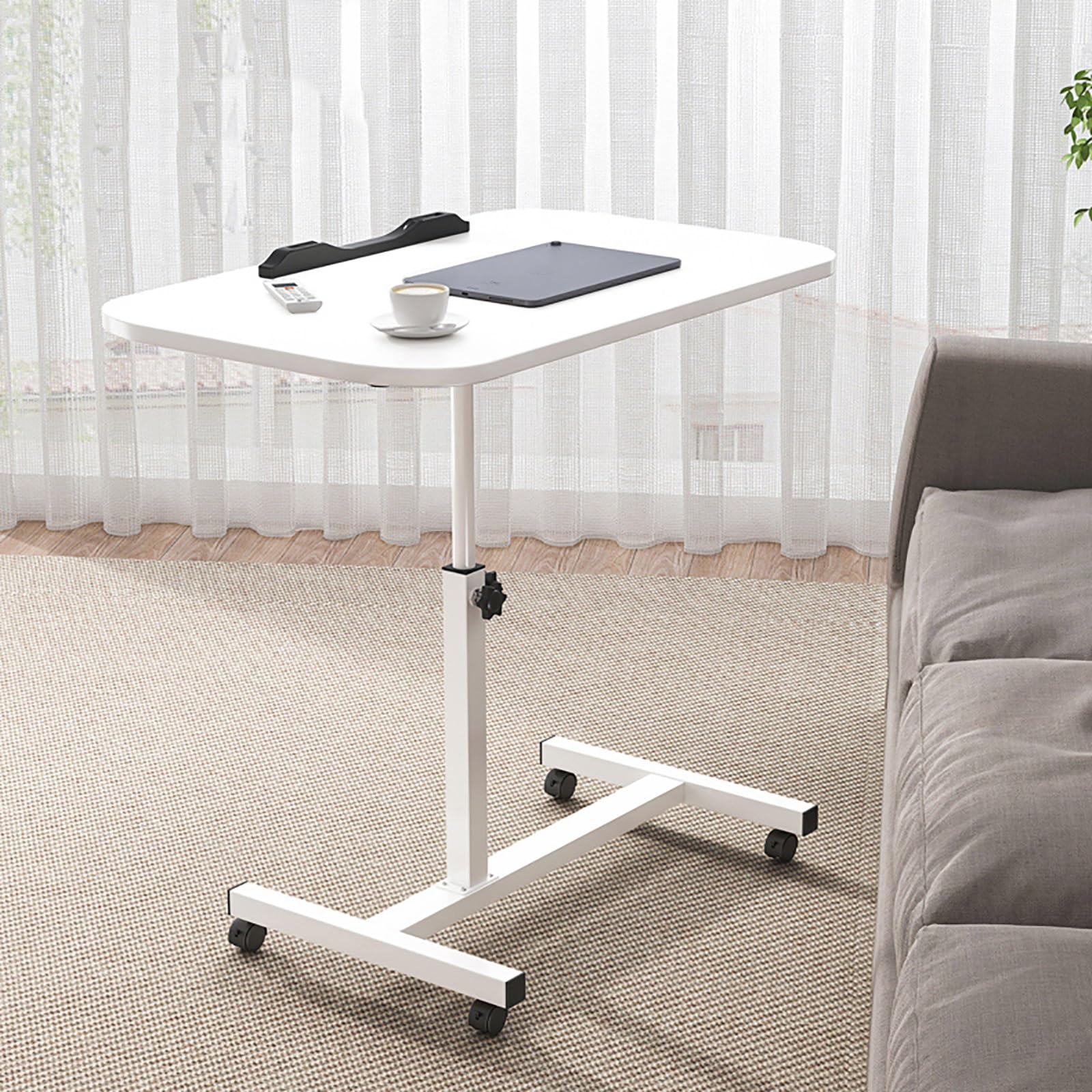 Birou, WALALLA, Cu roti, Ajustabil, 55x32cm, Alb - eMAG.ro