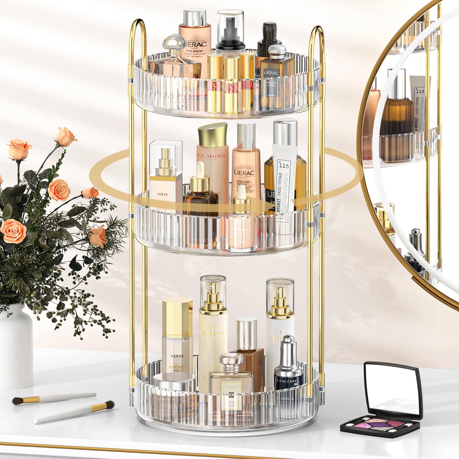 Amazon.com: Rotating Makeup Organizer, DIY 8 Adjustable Layers Spinning ...