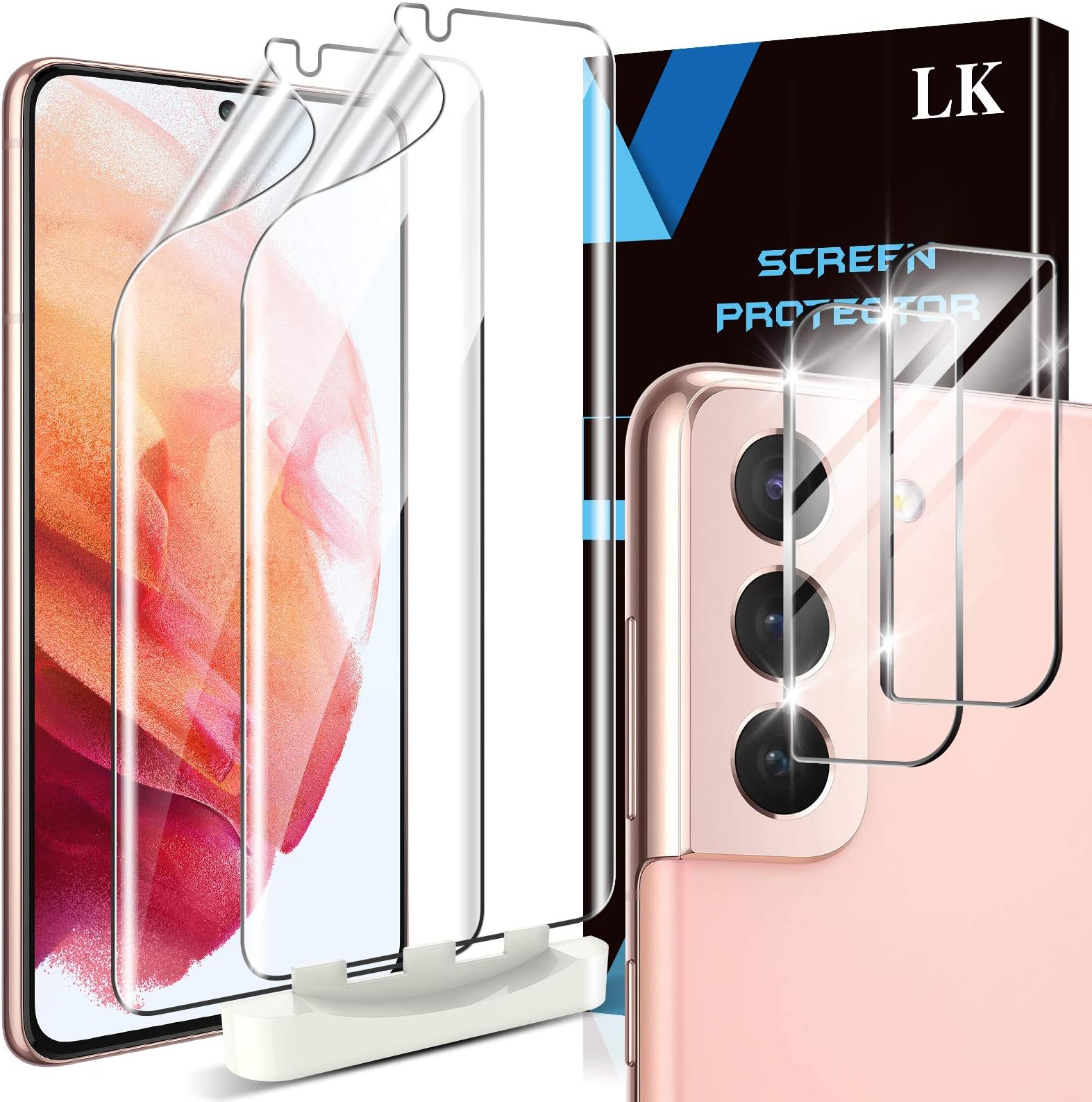 LK TPU Displayschutzfolie für Samsung Galaxy S21 und S21 5G mit 2 Schichten weicher Folie und 2 ...