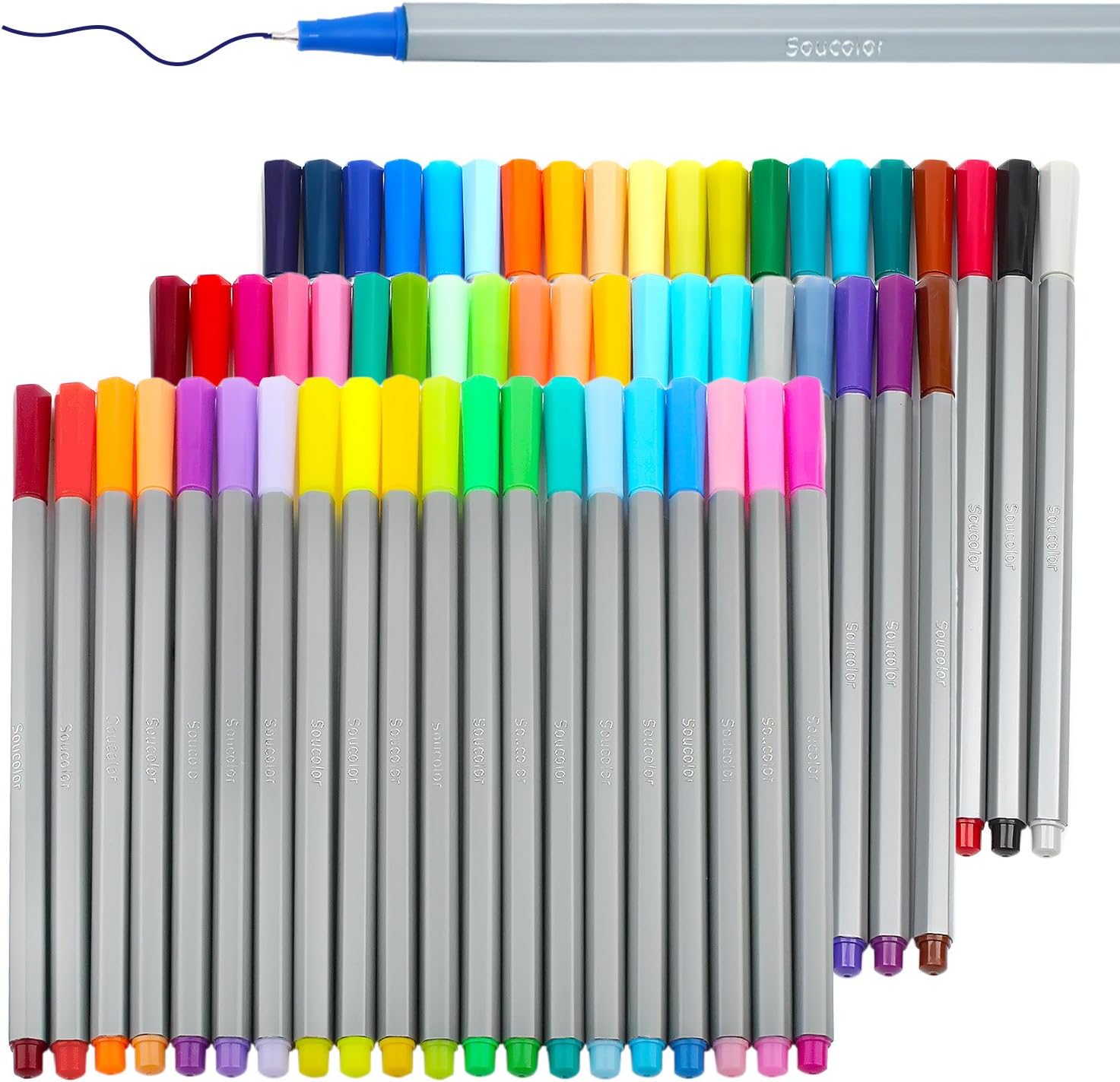 Amazon.com: Soucolor Fineliner Color Pen Set, Set of 60 Assorted Colors ...