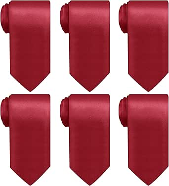 Amazon.com: SATINIOR 6 Pieces Solid Satin Pure Color Ties Set Men ...
