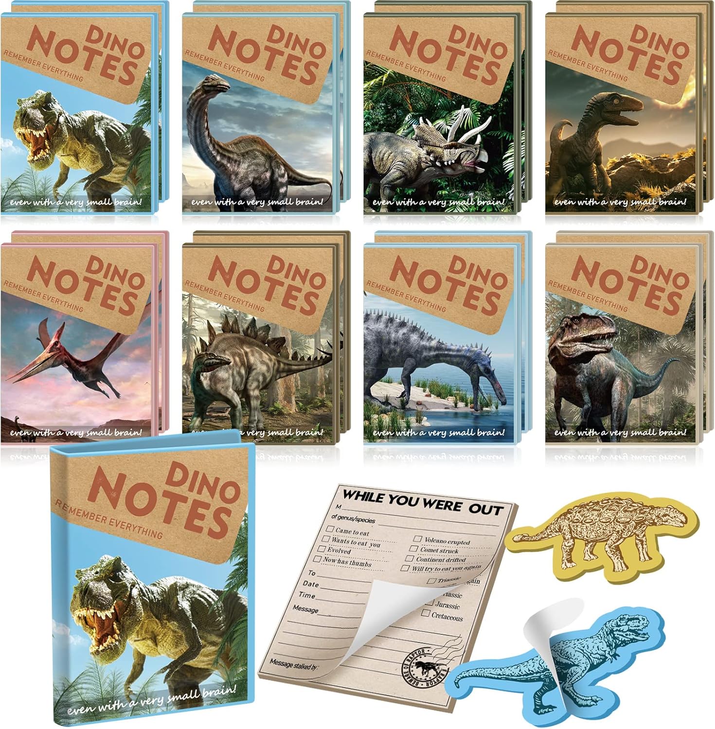 Amazon.com : 8 Pcs Dino Notes Dinosaur Sticky Notes Booklet Dinosaur ...
