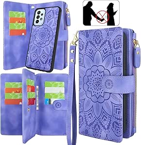 Amazon.com: Harryshell [Block Theft Card Scanning, Detachable Magnetic Case Wallet with Cash ...