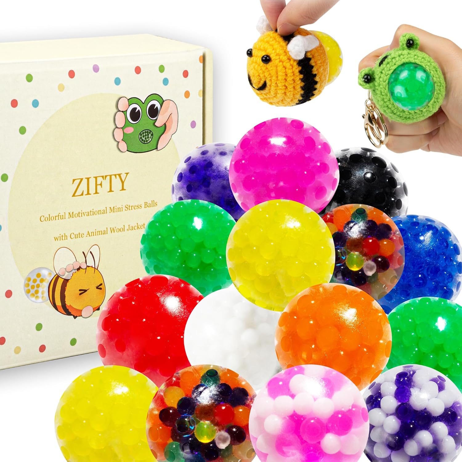 Amazon.com: ZIFTY 15 Pcs Stress Balls for Adults Squishy Toy with 2 Pcs ...