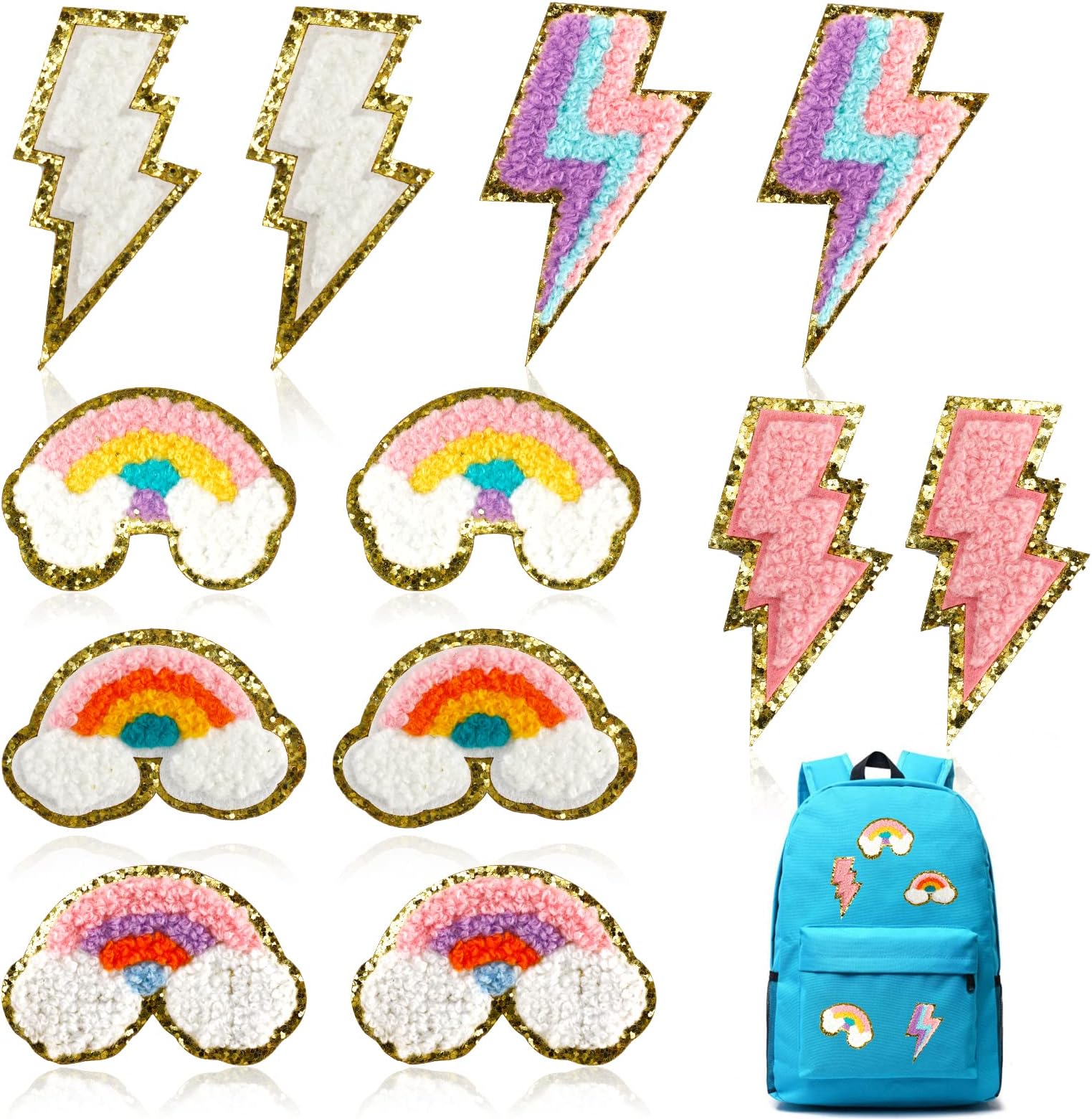 Amazon.com: 12PCS Self Adhesive Chenille Patches Cute Colorful Glitter ...