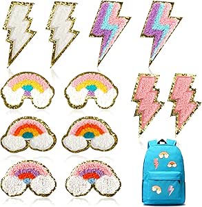 Amazon.com: 12PCS Self Adhesive Chenille Patches Cute Colorful Glitter ...