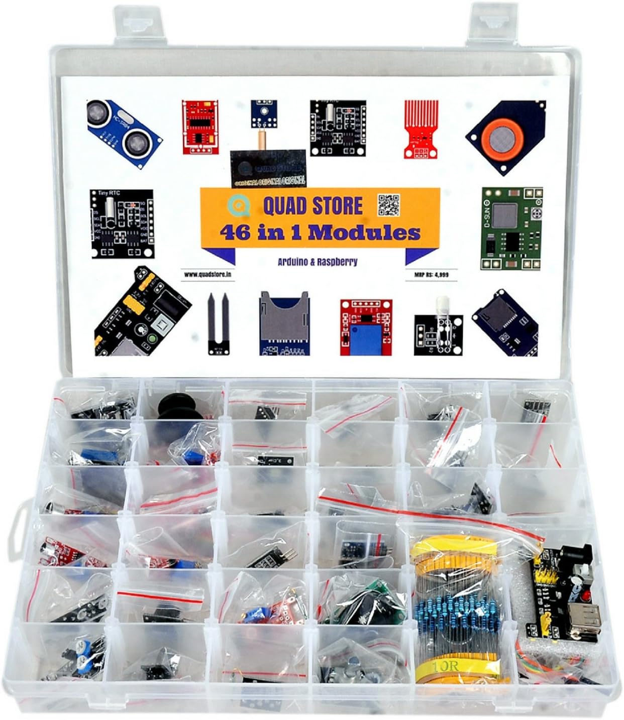 Quad Store 37 in 1 Sensor Modules Kit compatible with Arduino Raspberry ...