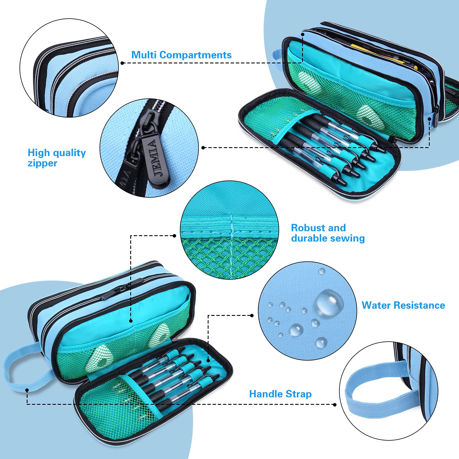 JEMIA Multi Compartments Collection Independent Zipper Compartments ...