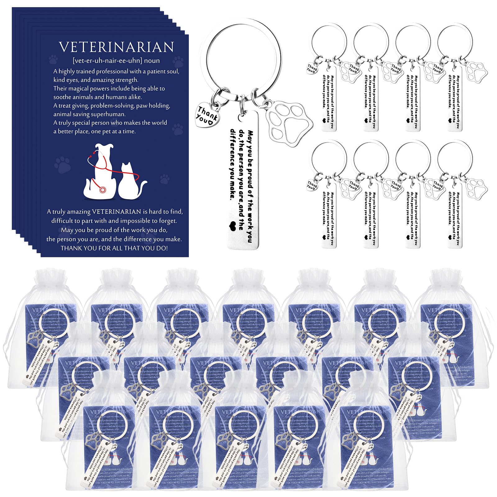 Amazon.com: XunYee 15 Sets Vet Tech Gifts Bulk Veterinarian Thank You Paw Keychains ...