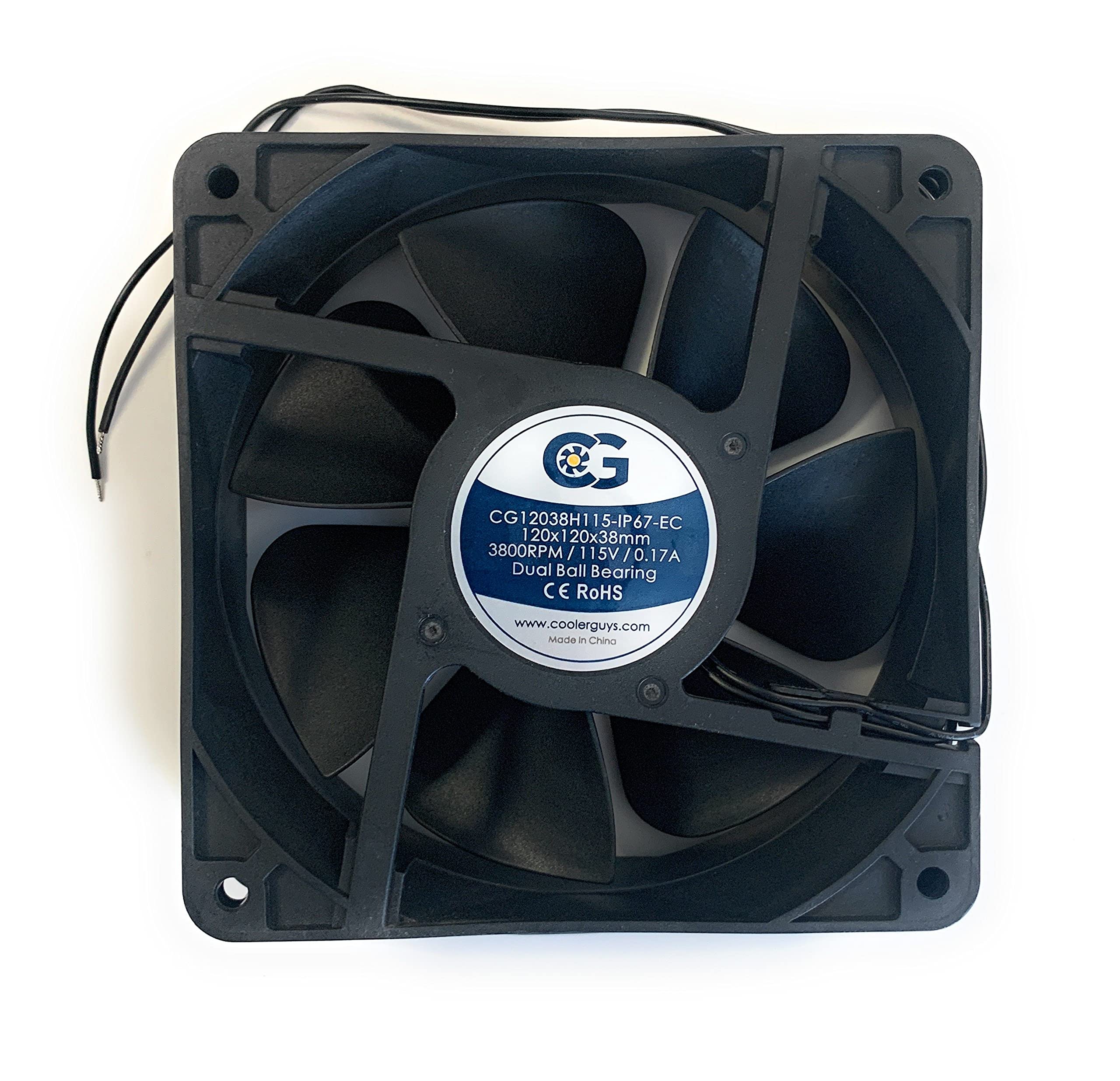 Buy Coolerguys 120x38mm (120x120x38) High Airflow IP67 EC Fan (110vAC ...