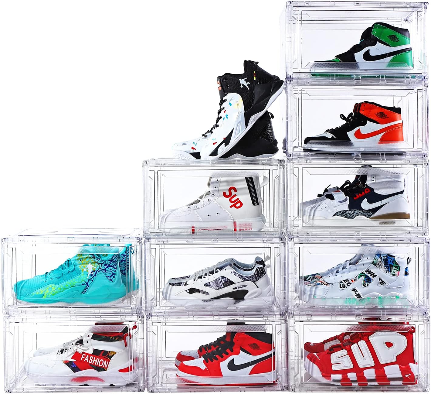 Amazon.com: Vcansay 12 Packs Acrylic Shoe Boxes, Clear Plastic ...