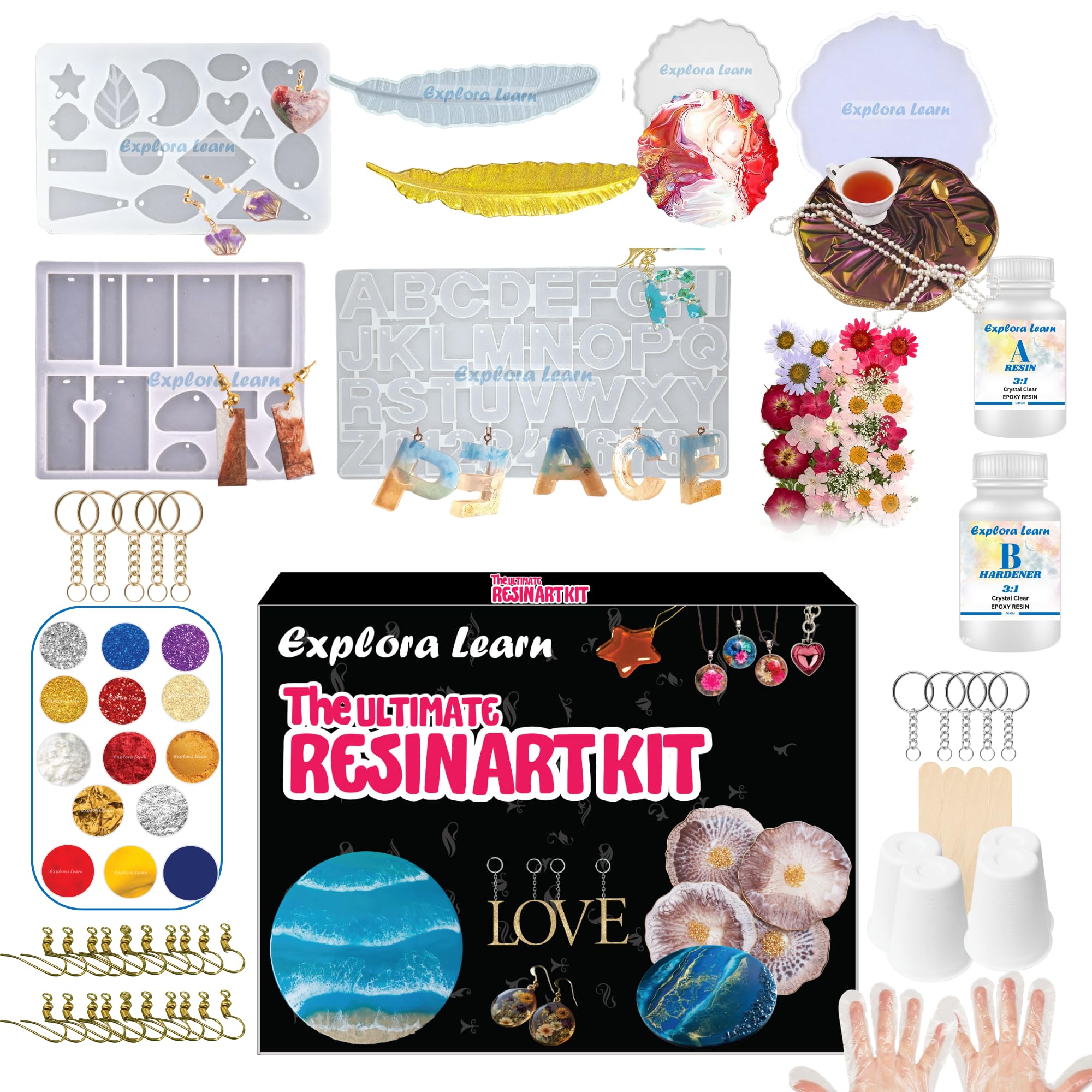 Exploralearn Complete Resin Art Kit -8 inch Plate, DIY Alphabet ...