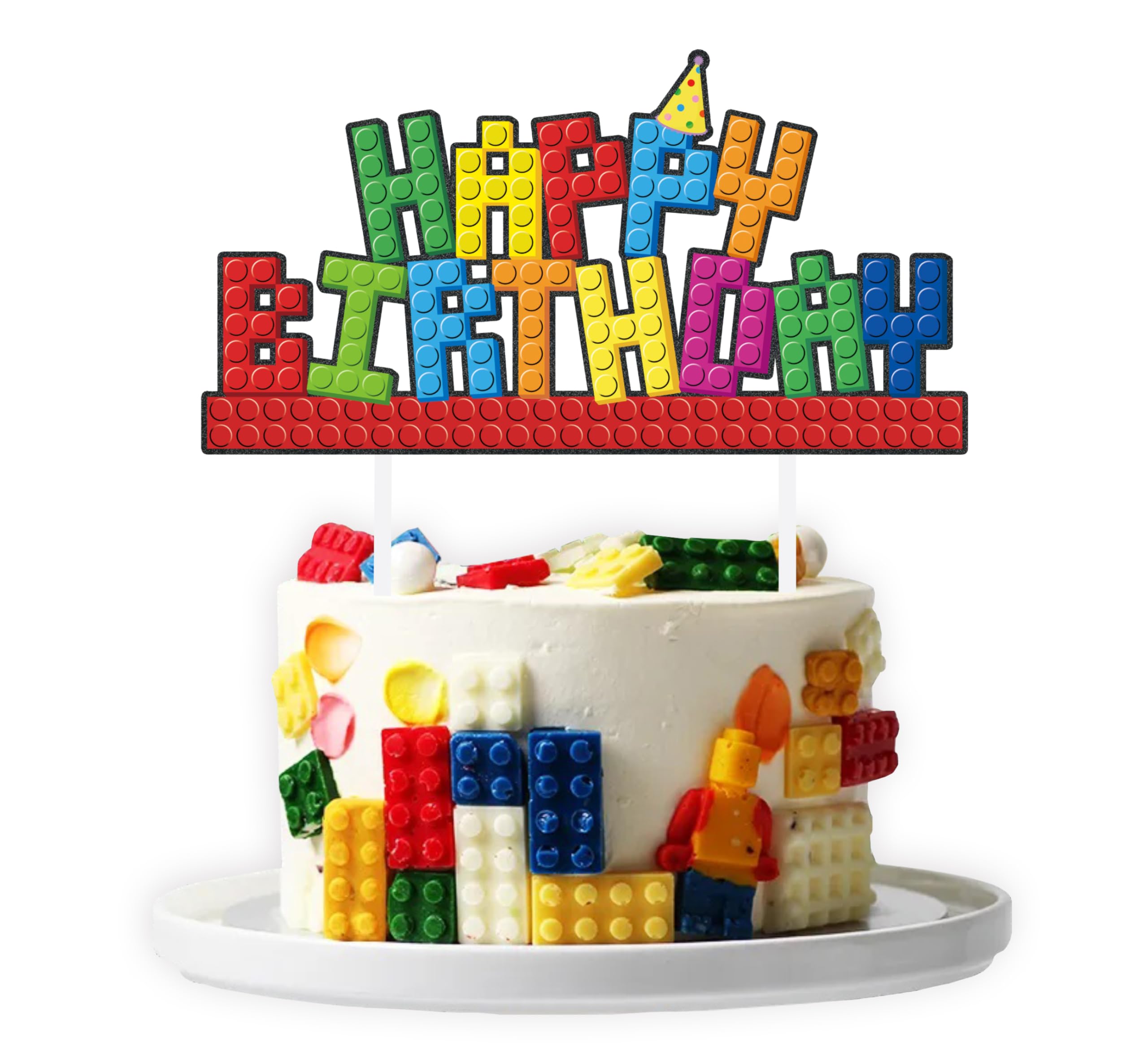 Amazon.com: Building Blocks Cake Topper Cake Decorations Colorful ...