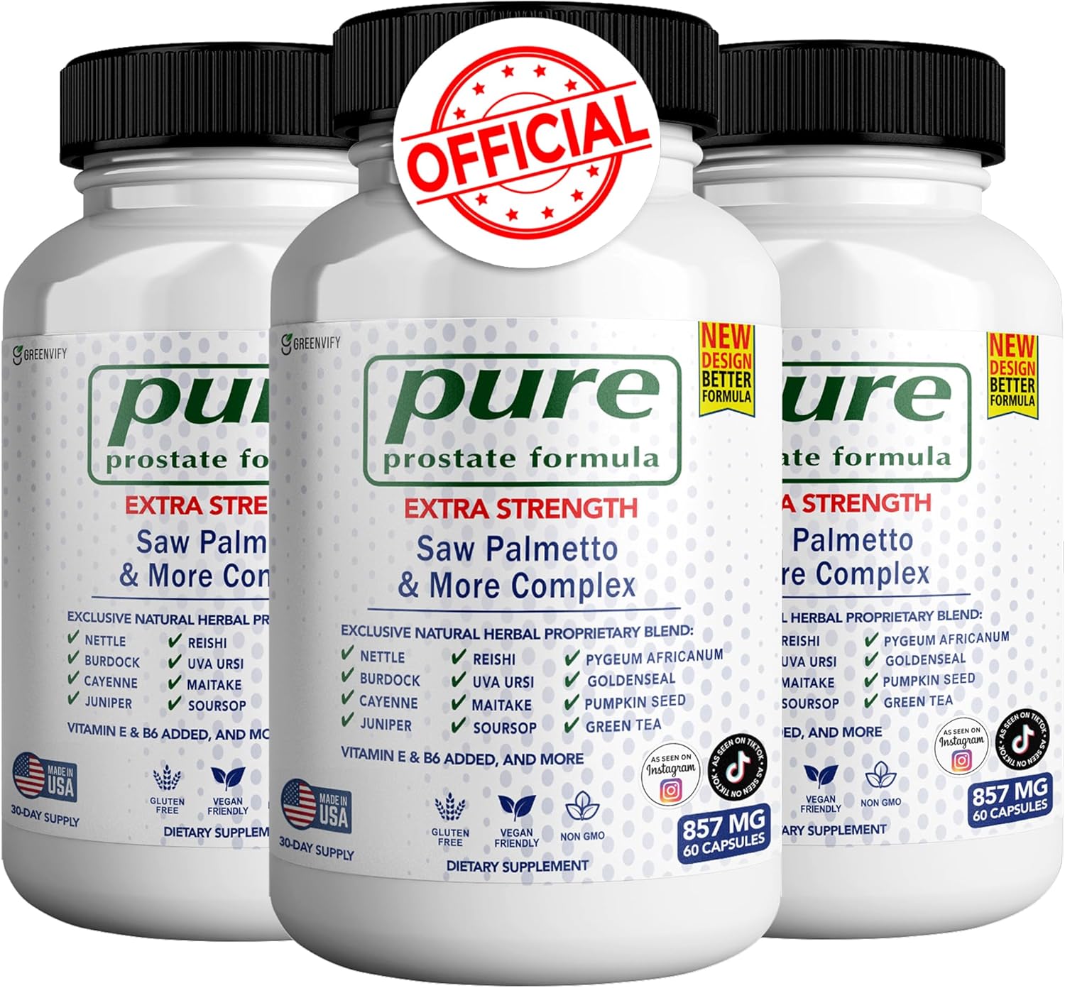 Amazon.com: GREENVIFY Pure Prostate Formula Saw Palmetto & More Complex 857 mg Prostate ...