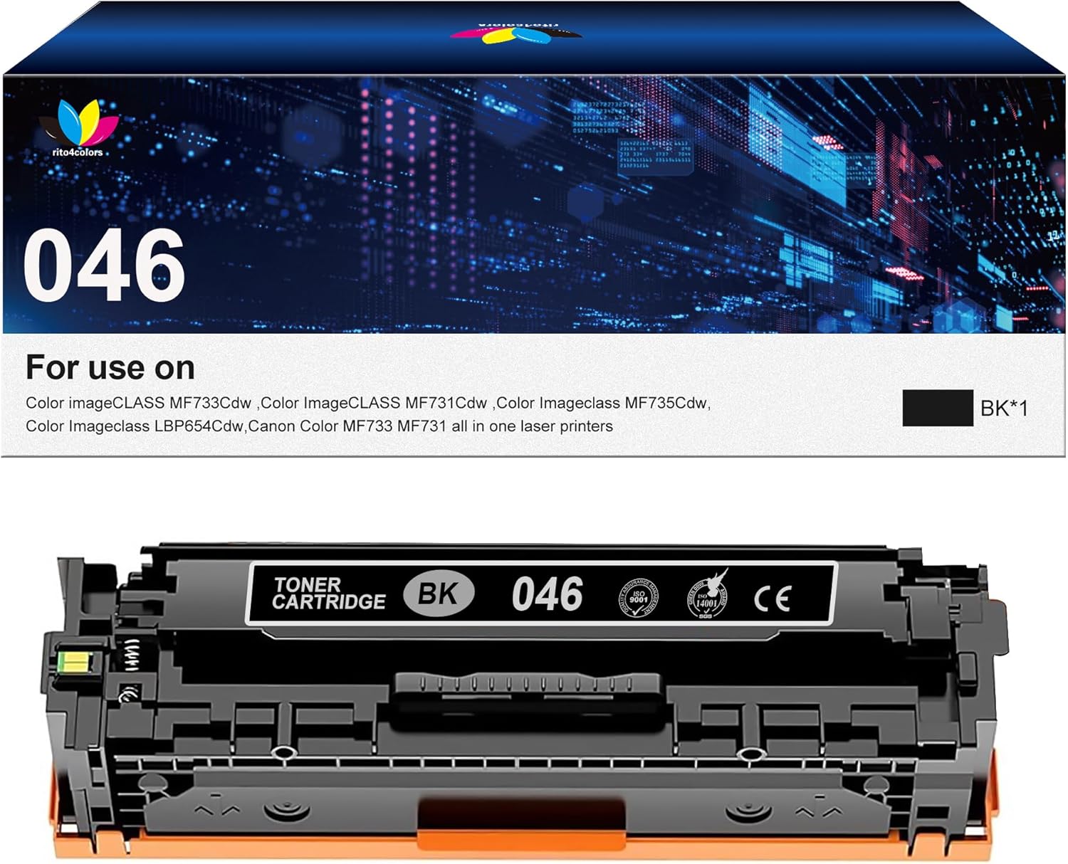 Amazon.com: rito4colors 046 black Toner Cartridge Replacement for Canon ...