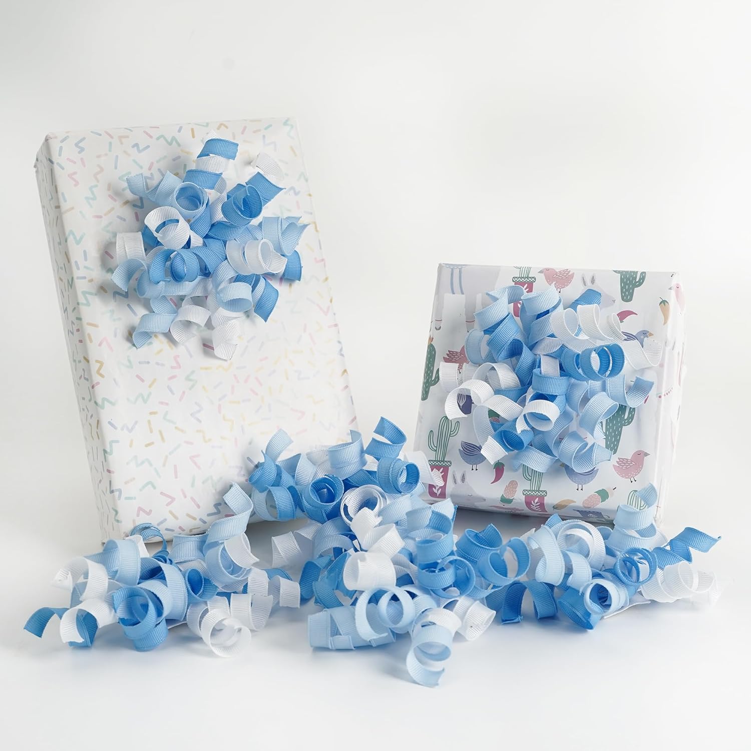 Amazon.com: HUIHUANG Baby Boy Shower Gift Bows Blue and White Curly ...