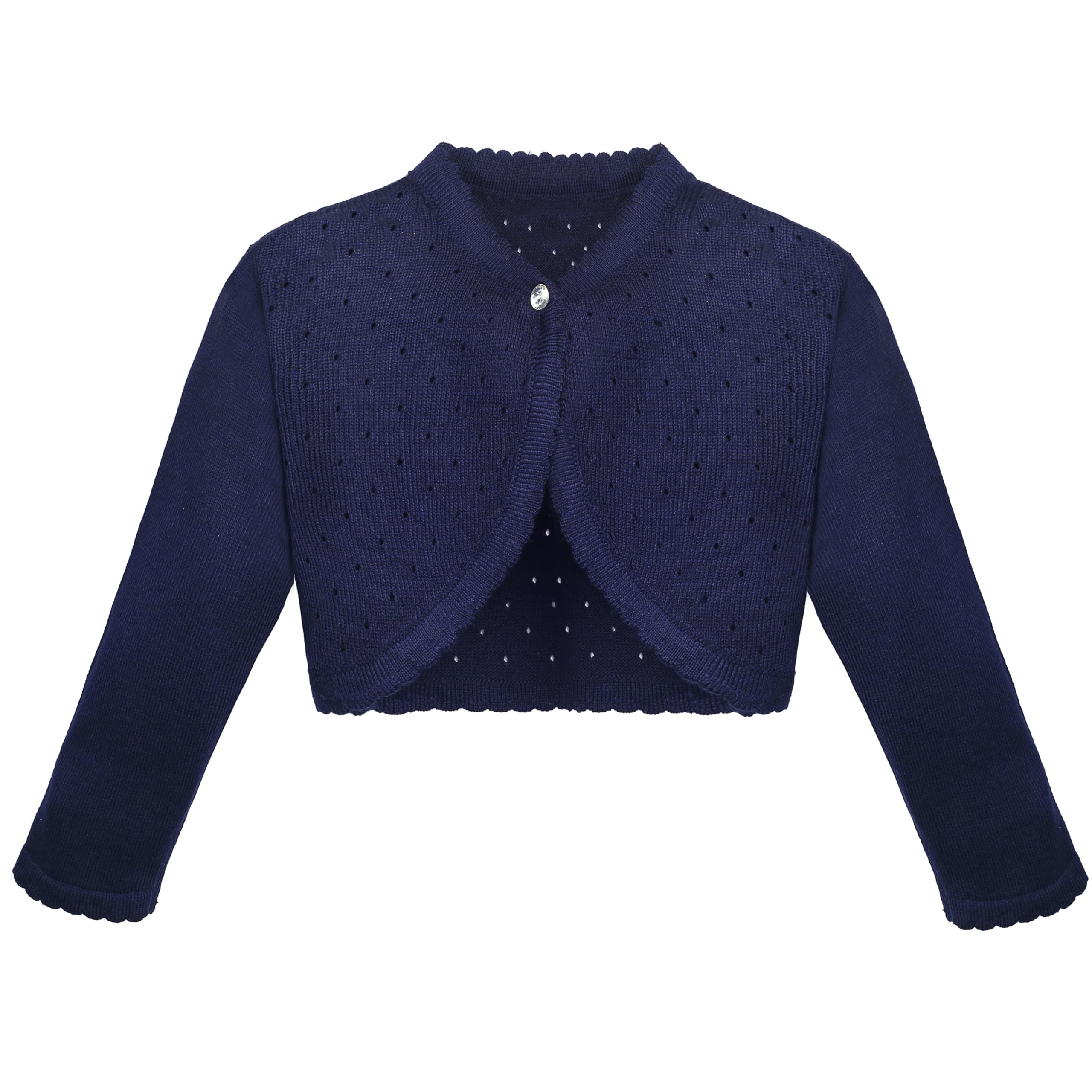 Snapklik.com : Little Girls Knit Long Sleeve One Button Closure Bolero ...