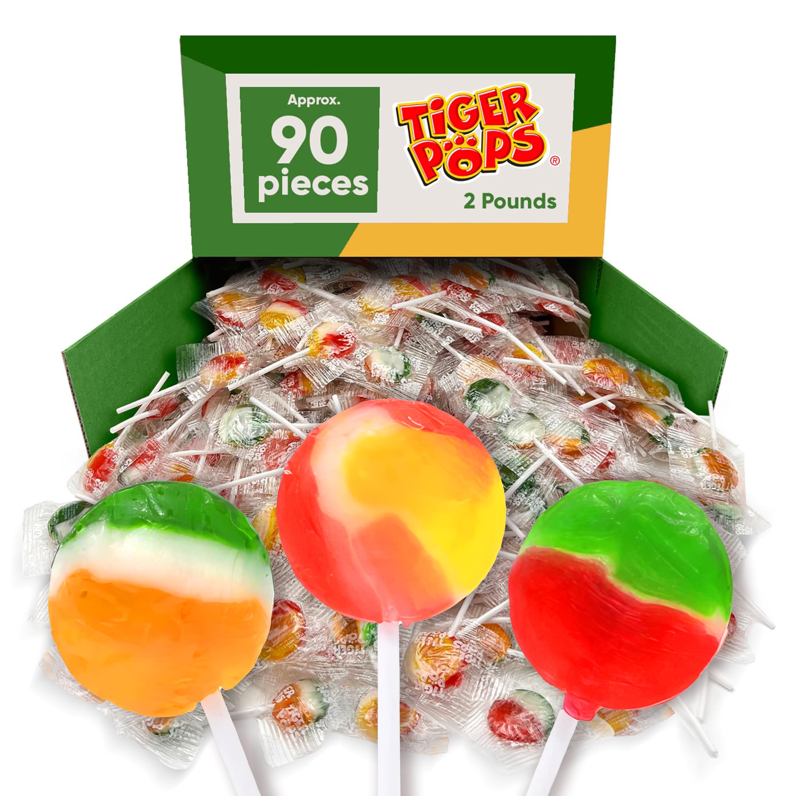 Amazon.com : Tiger Pops Lollipop 2 Pounds Of Approx 90 Hard Candy ...