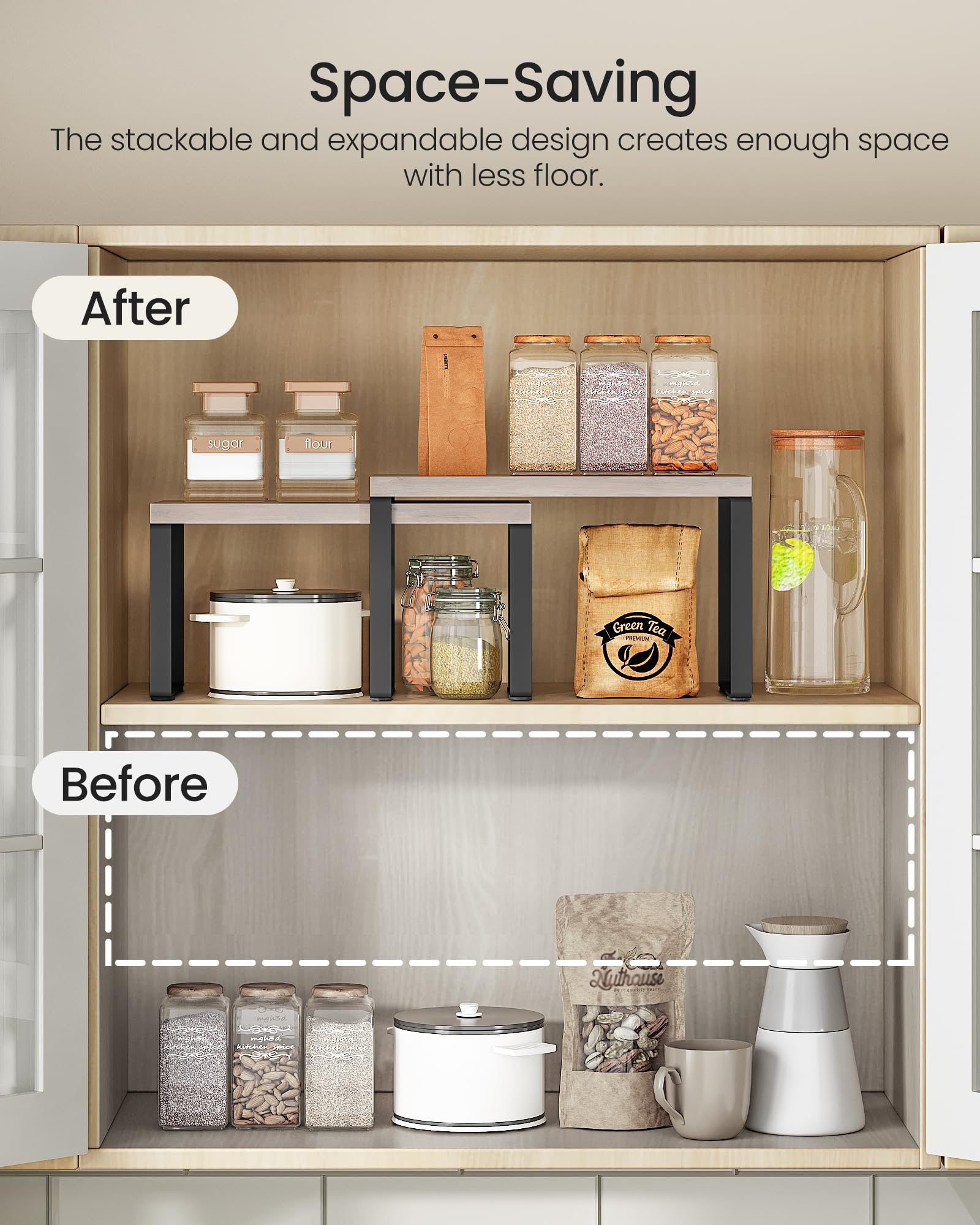 Snapklik.com : Kitchen Cabinet Organizer Shelves Set Of 4, Stackable ...